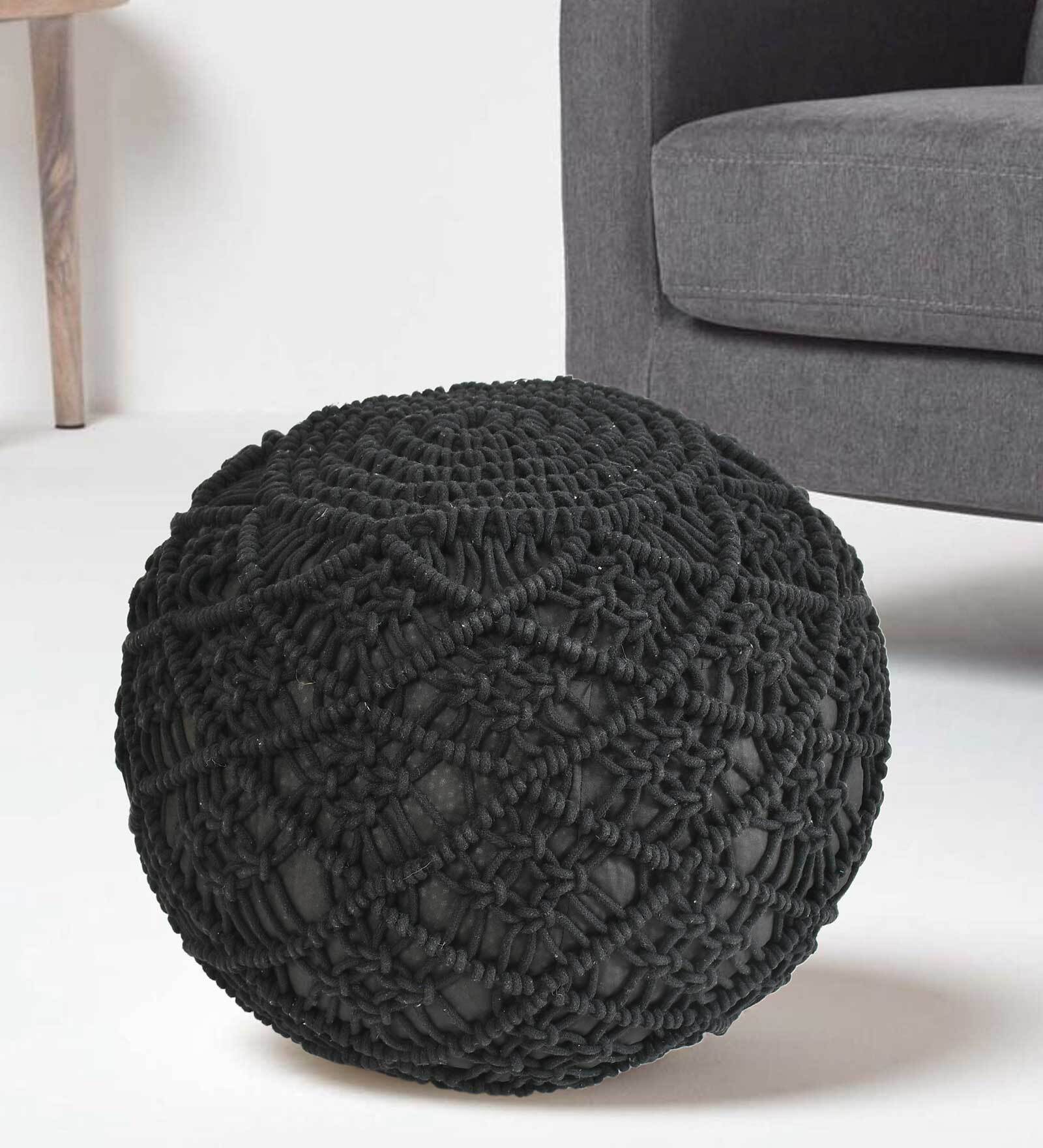 Buy Teviston Knitted Pouffe in Black Colour at 51% OFF by COMFIDELITAS ...