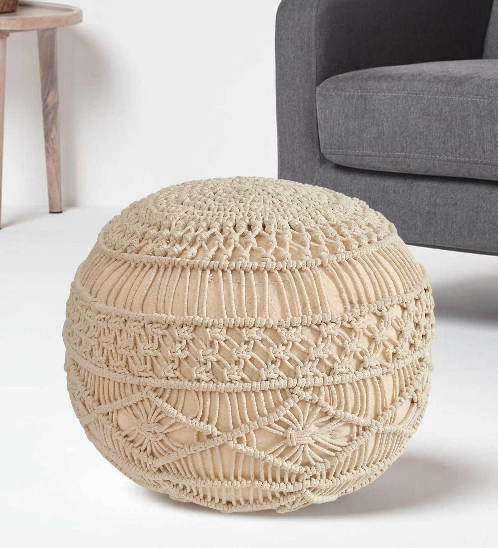 Buy Teviston Pouffe In Cream Colour Online - Pouffes - Pouffes ...
