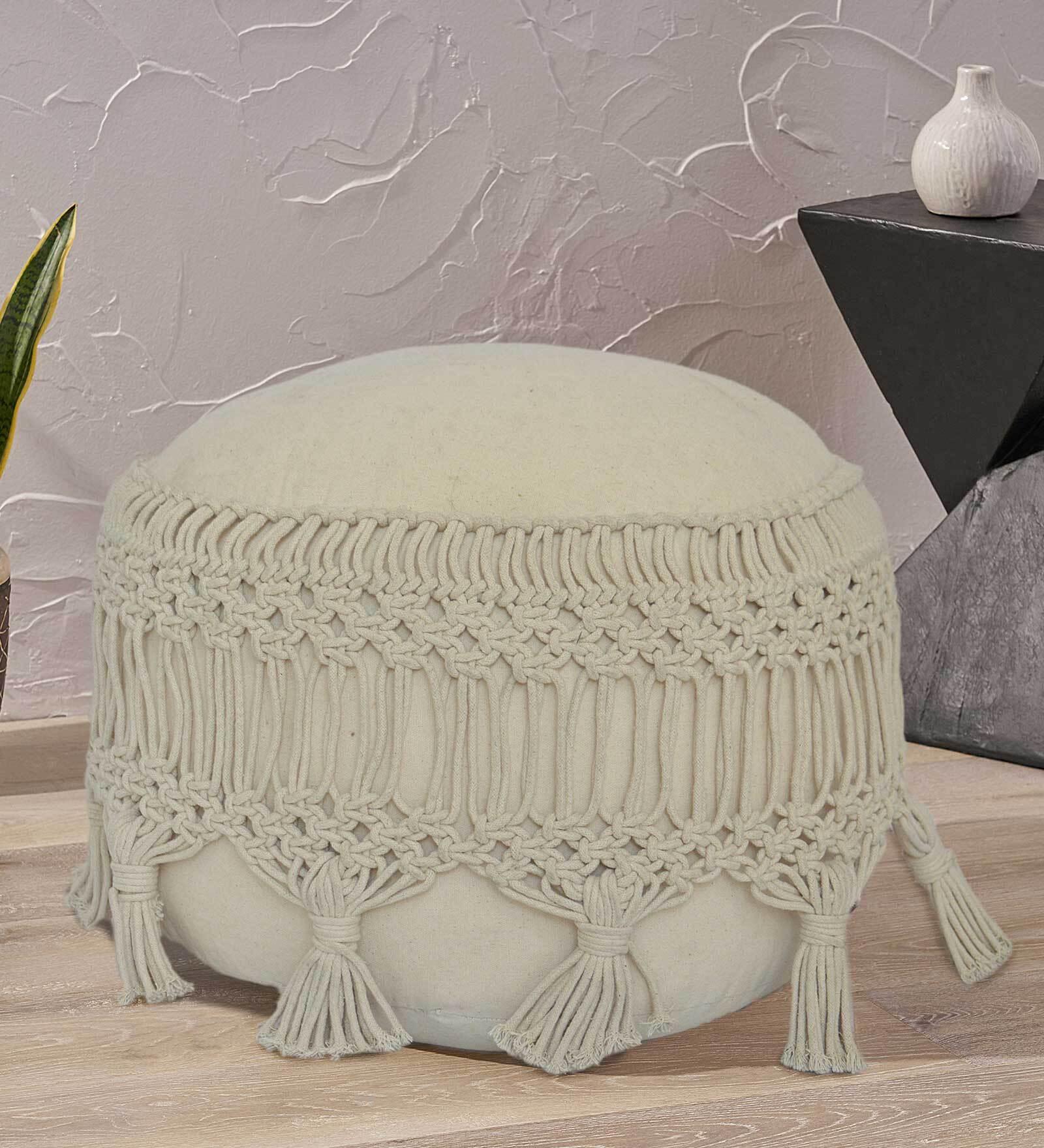 Buy Teviston Pouffe In Cream Colour at 51% OFF by COMFIDELITAS | Pepperfry