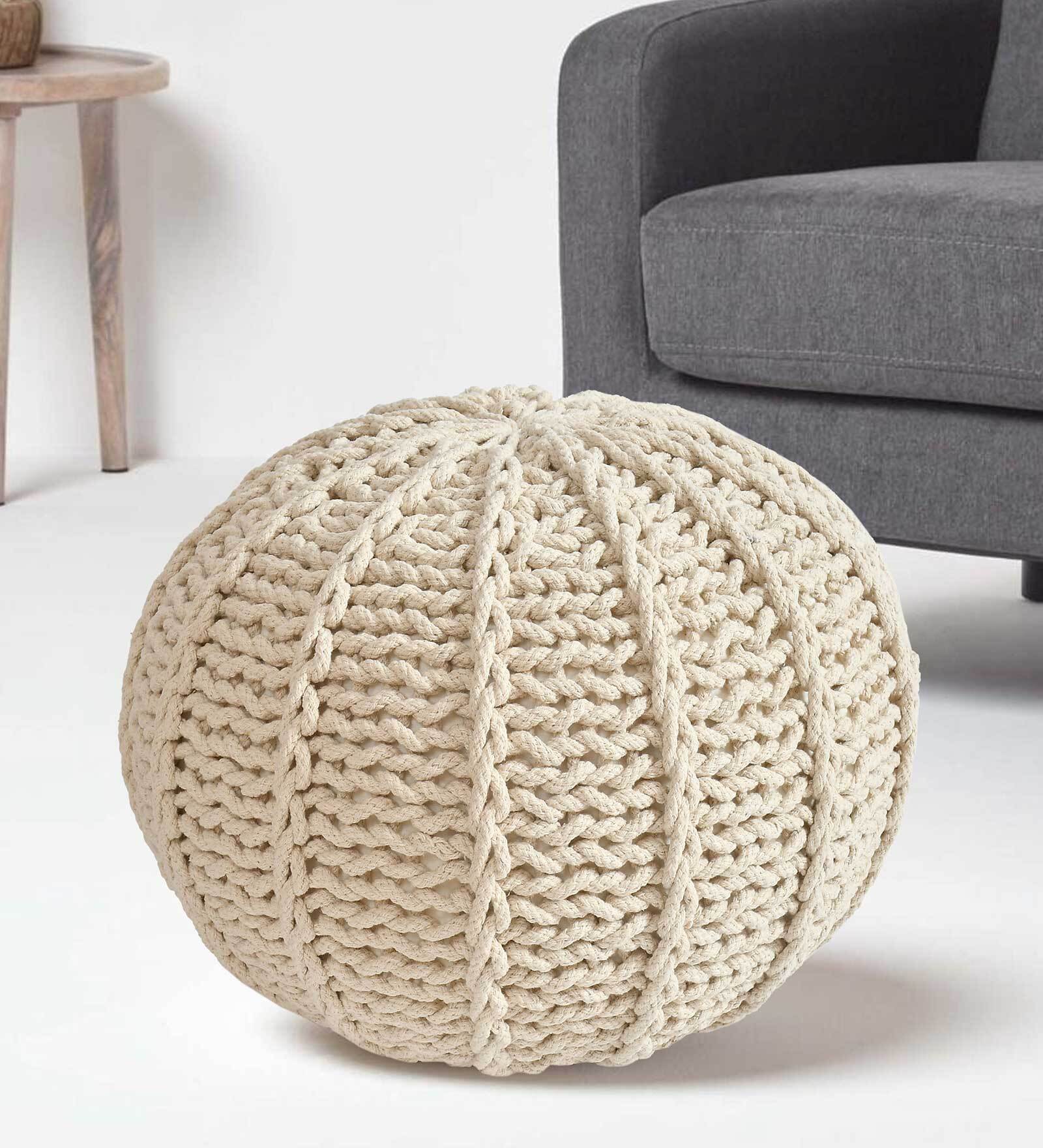Buy Teviston Pouffe In Cream Colour at 51% OFF by COMFIDELITAS | Pepperfry