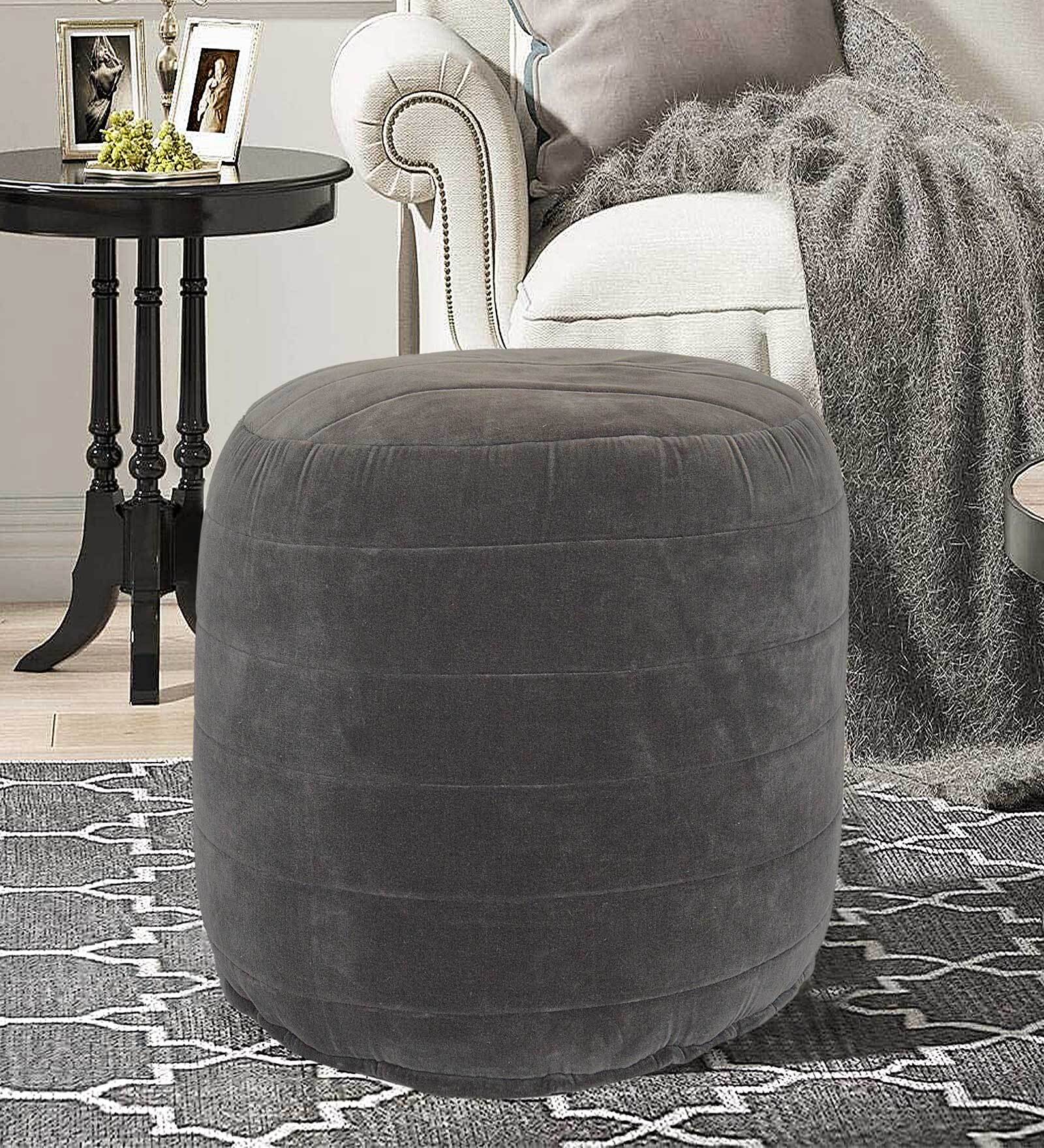Buy Teviston Velvet Pouffes in Grey Colour at 51% OFF by COMFIDELITAS ...
