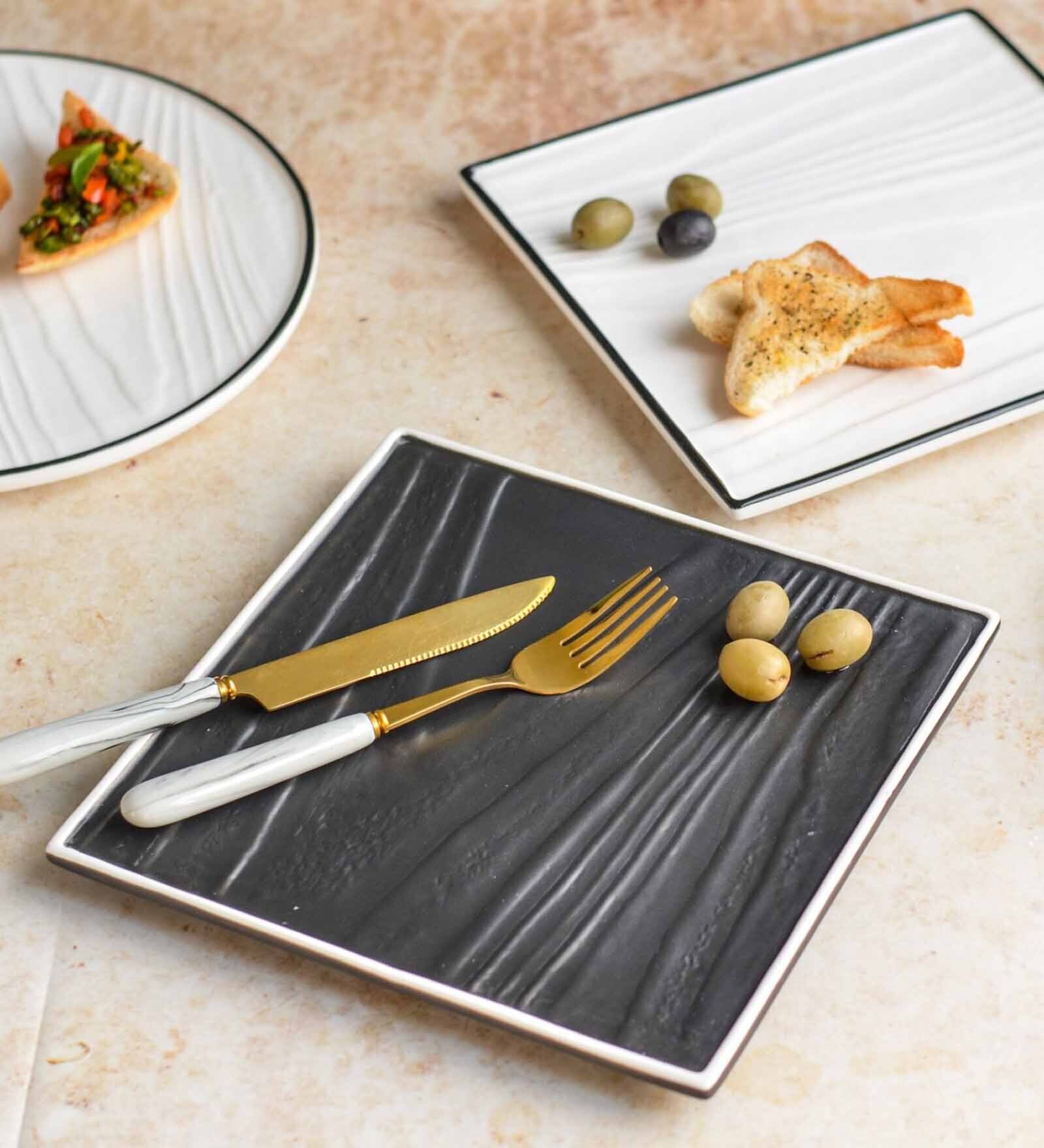 Buy Ochre- Small Black & White 9 Inch Ceramic Appetizer Platter at 57% ...