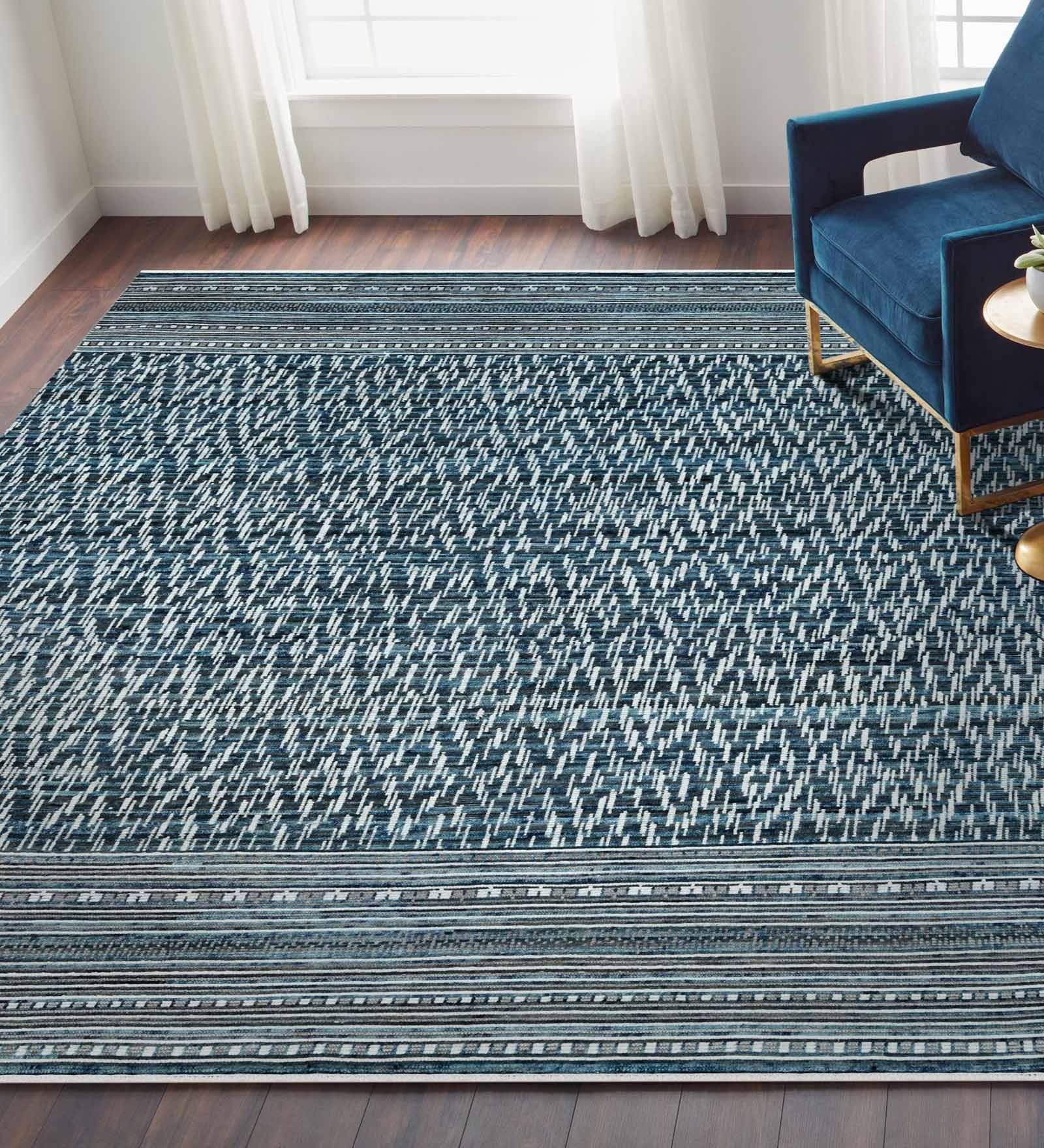 Buy Blue Wool Abstract 9 ft x 12 ft Hand Knotted Carpet at 1% OFF by ...