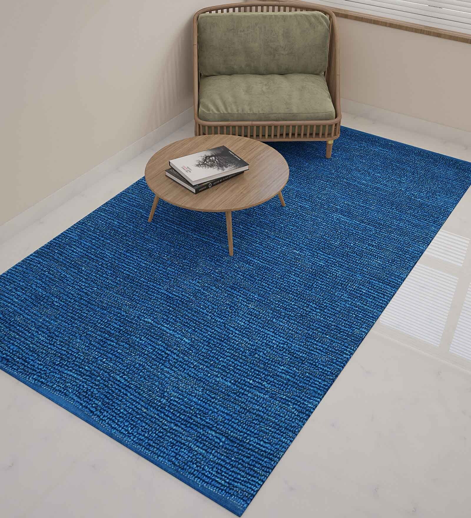 Buy Blue Jute Solid 3 x 5 Feet Hand Woven Carpet by Jaipur Rugs at 100% ...