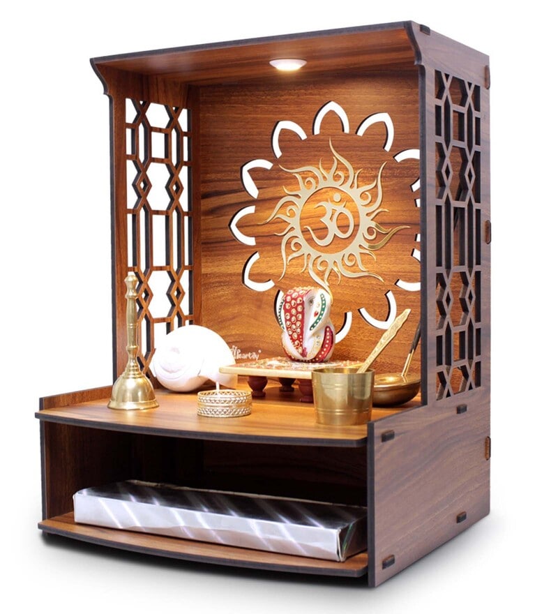 Buy Teak Finish Wooden Home Temple By Heartily Online - Mandirs ...