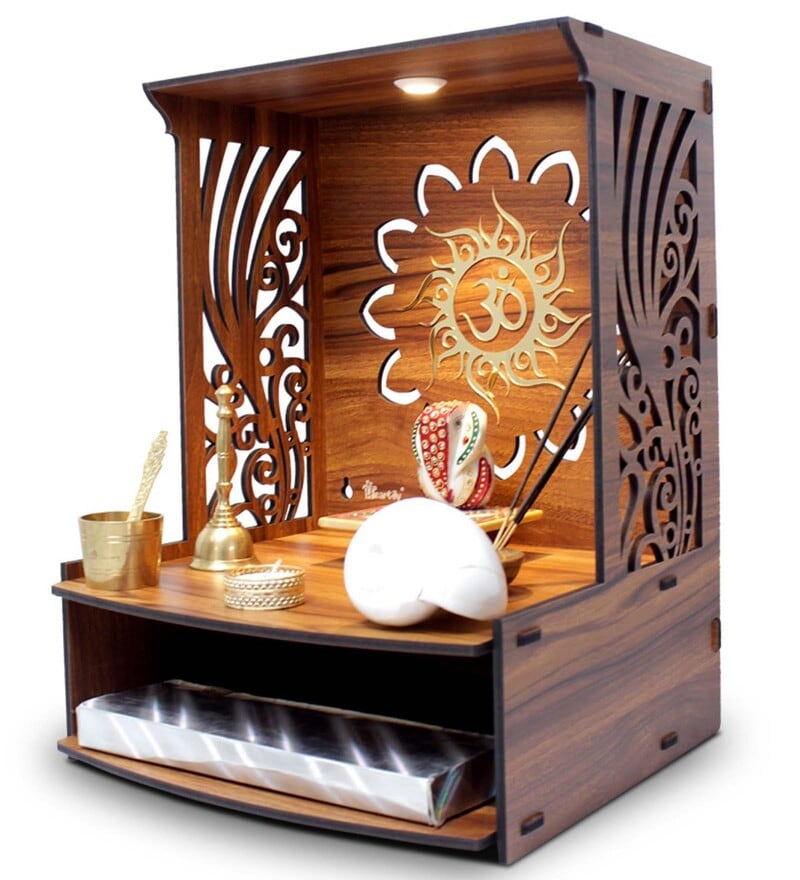 Buy Teak Finish Wooden Home Temple By Heartily Online - Mandirs ...
