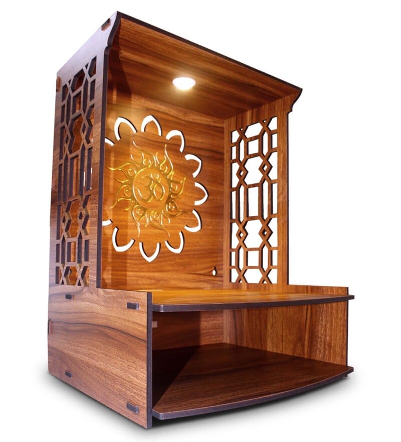 Buy Teak Finish Wooden Home Temple By Heartily Online - Mandirs ...