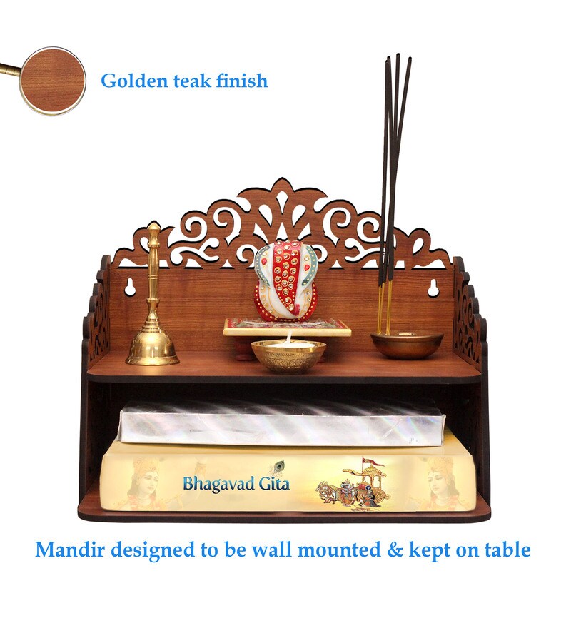 Buy Teak Finish Wooden Home Temple By Heartily Online - Pooja Shelves ...