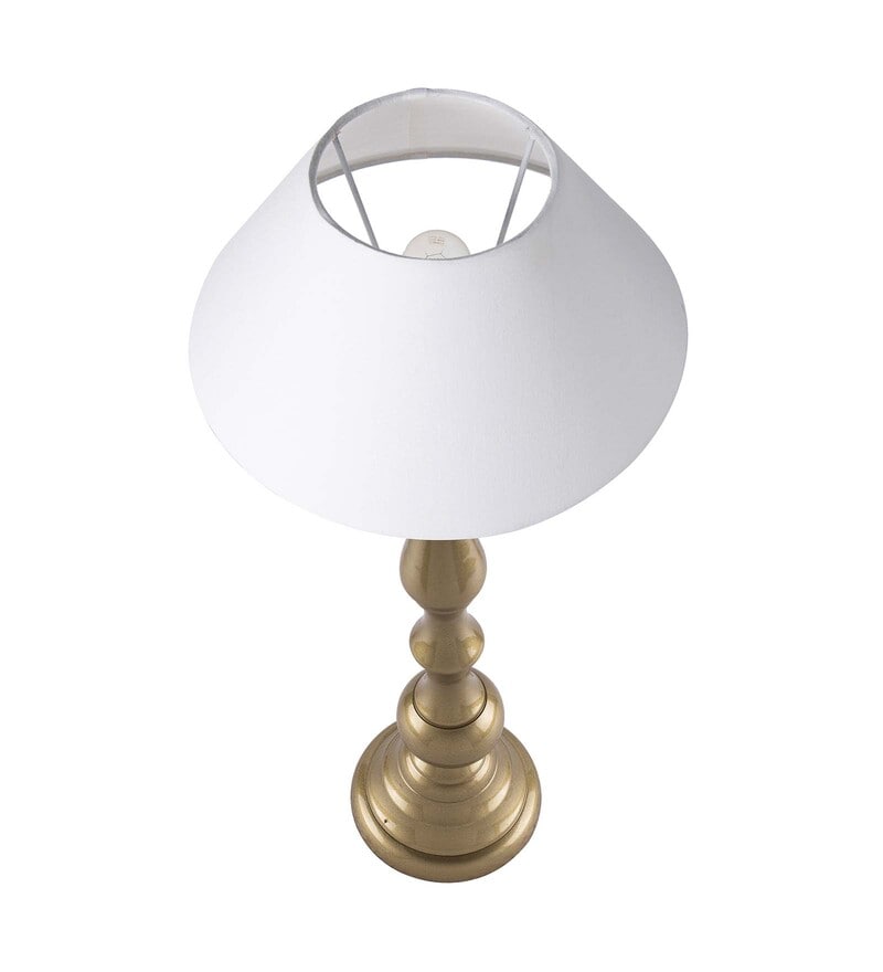 Buy Teardrop gold brushed lamp with white cone shade Online - Metal ...