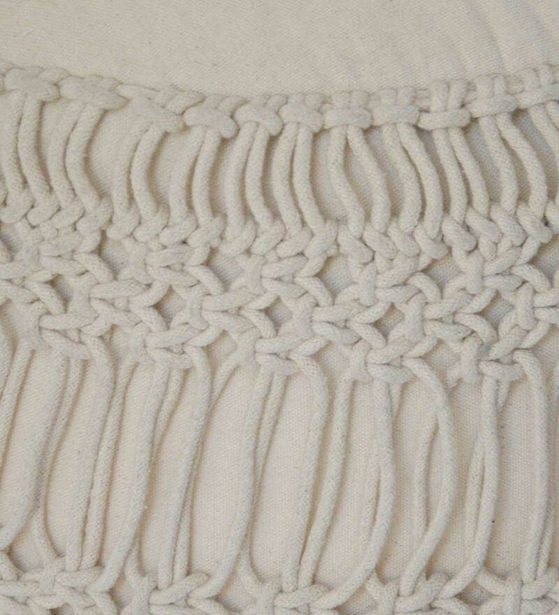 Buy Teviston Pouffe In Cream Colour By Comfidelitas Online - Solid ...