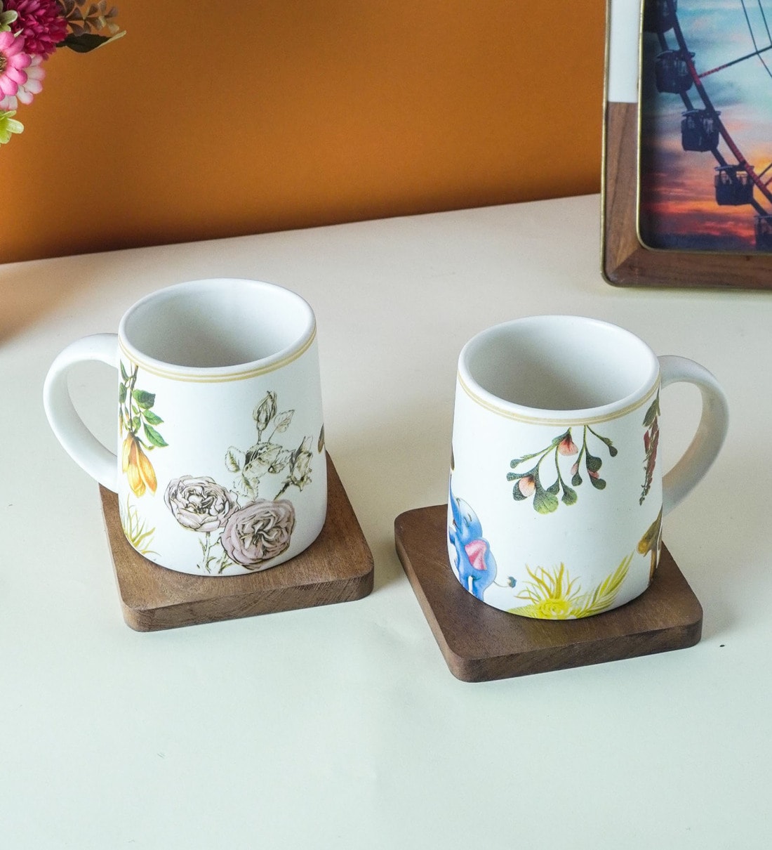 Buy Floral Ceramic 300 ml (Set of 2) Coffee Mug at 60% OFF by The Decor ...