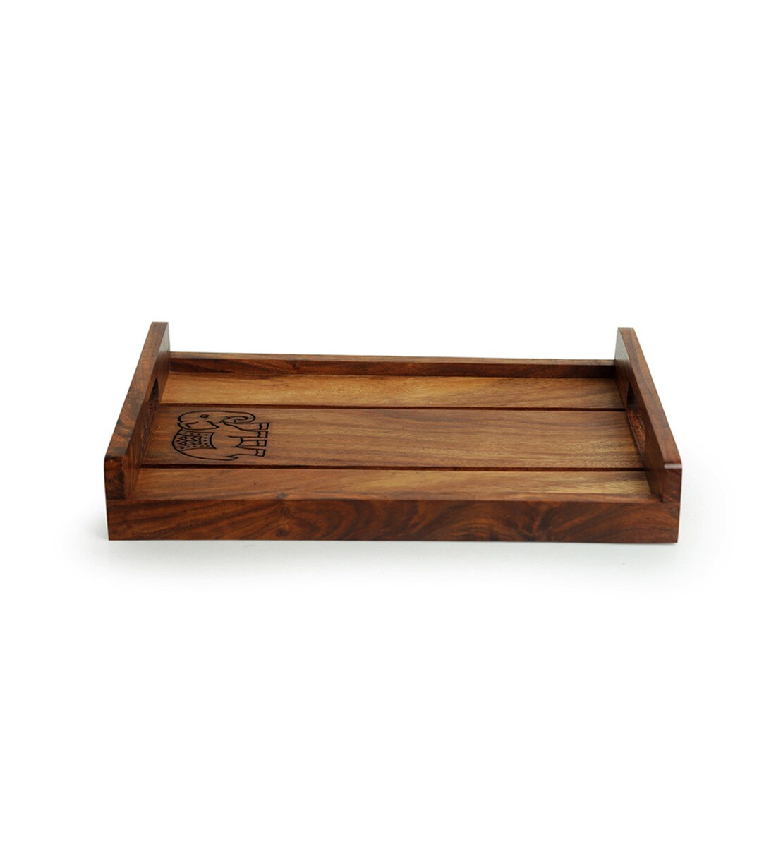 Buy The Elephant Warriors (Set of 2) Sheesham Wood Nested Serving Tray ...