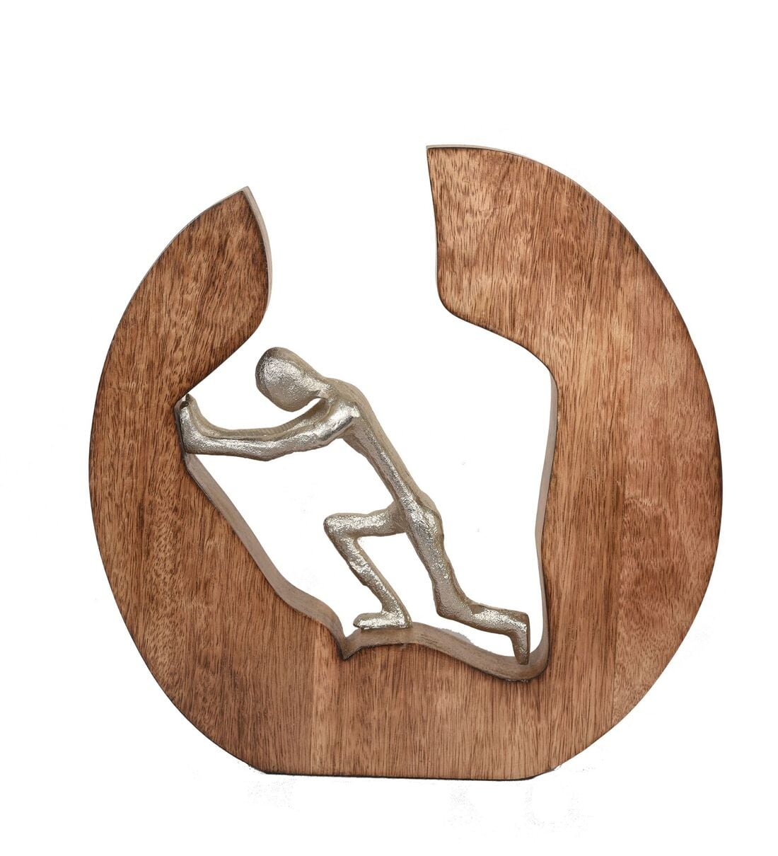 Buy The Man Pushing Limits Silver Wood & Aluminium Figurine by ...