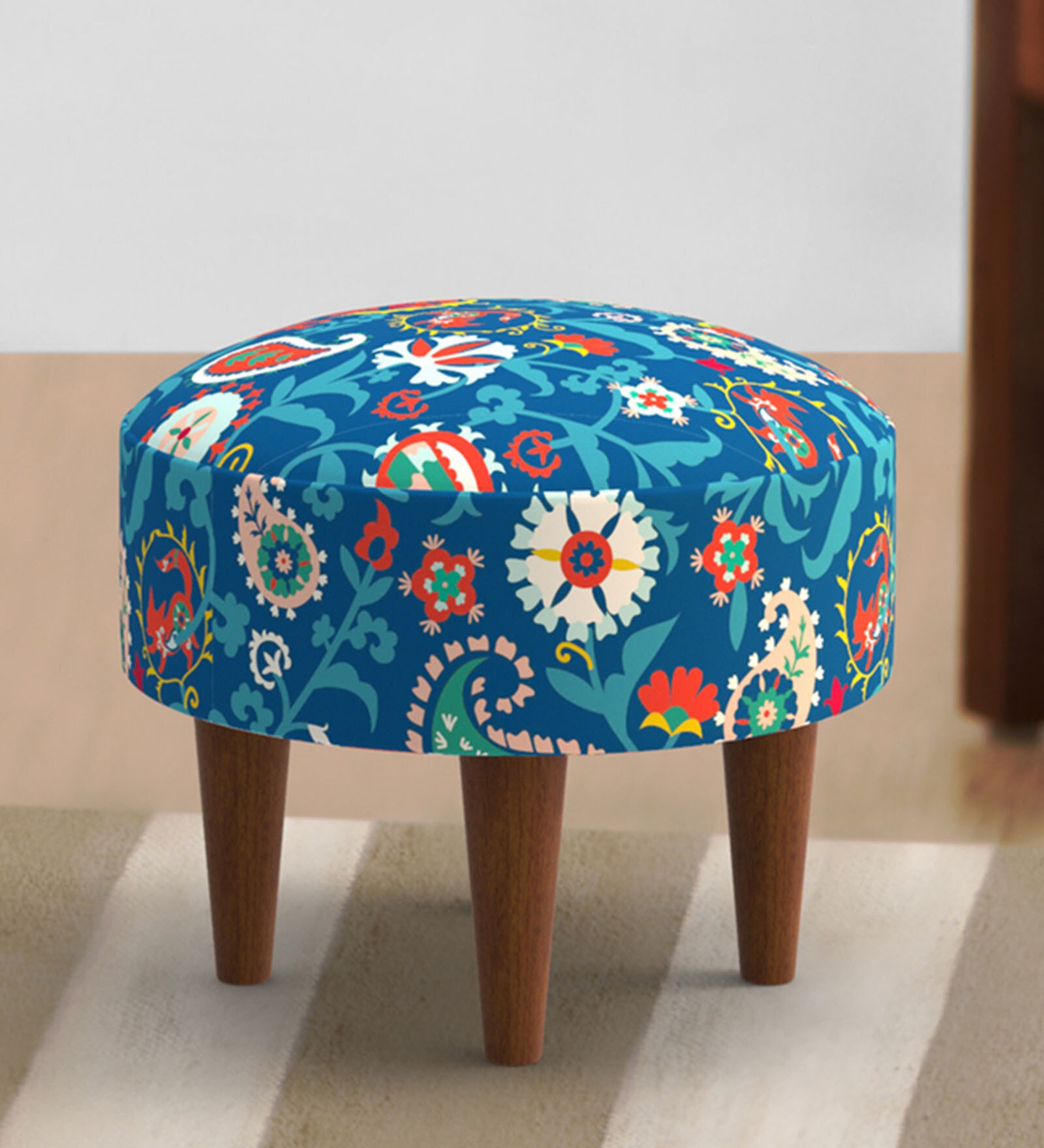 Buy The Fabric Foot Stool In India Paisleys Multicolor Colour at 10% ...