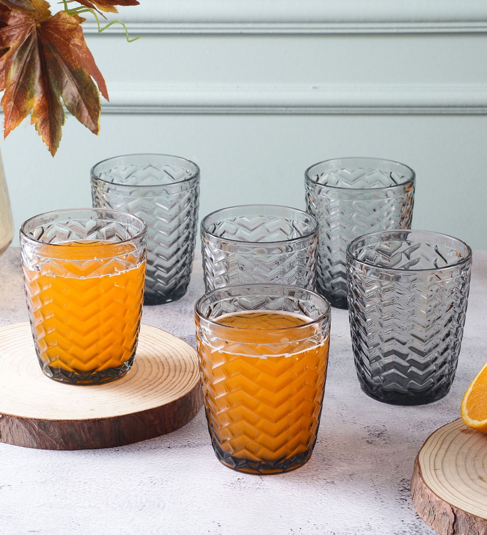 Buy Chevron Glass 300 ML (Set of 6) Whiskey Glasses at 61% OFF by The ...