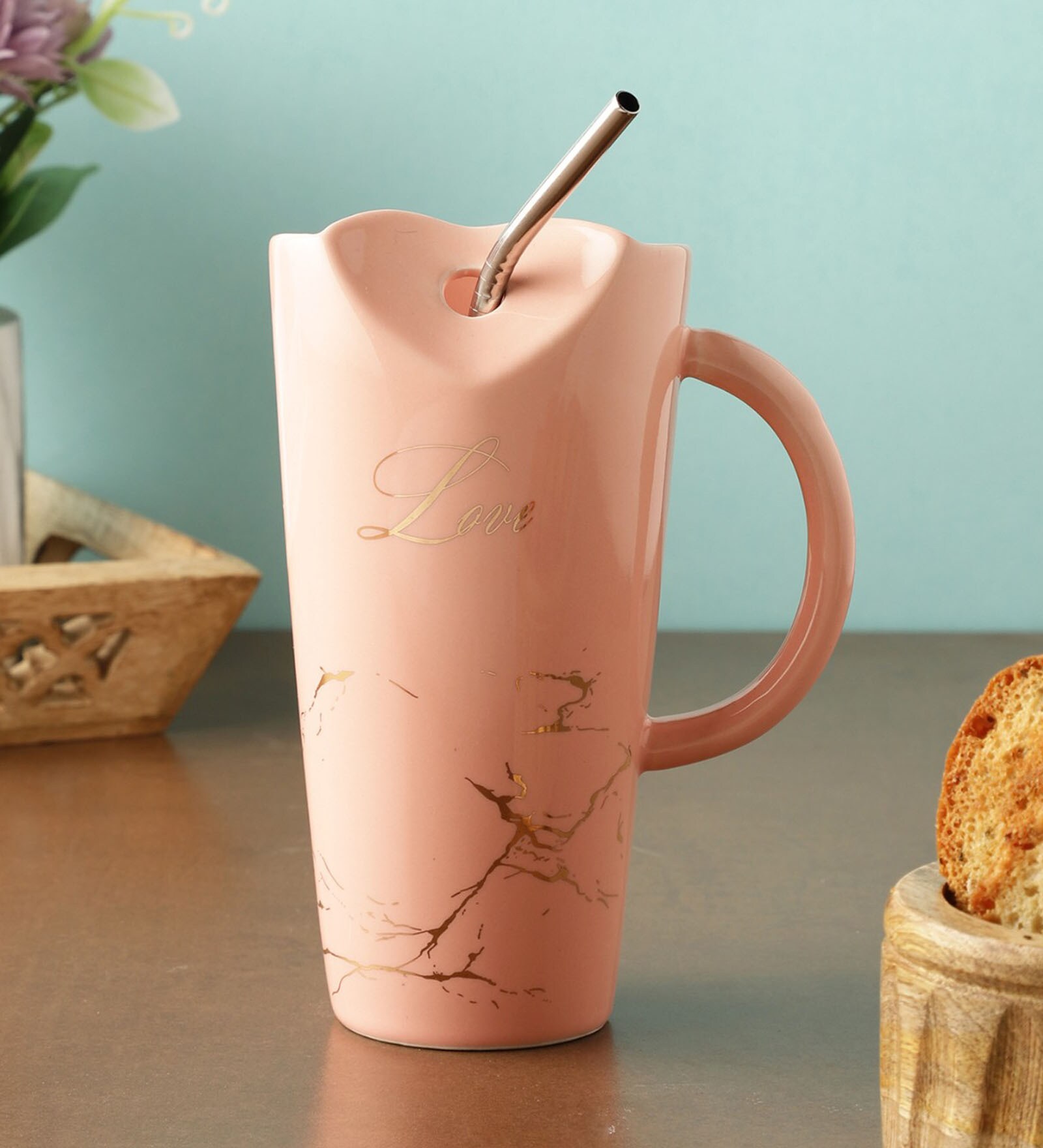 Buy Pink Love Straw (LxBxH Ceramic 500ml Sipper at 65% OFF by The Decor ...