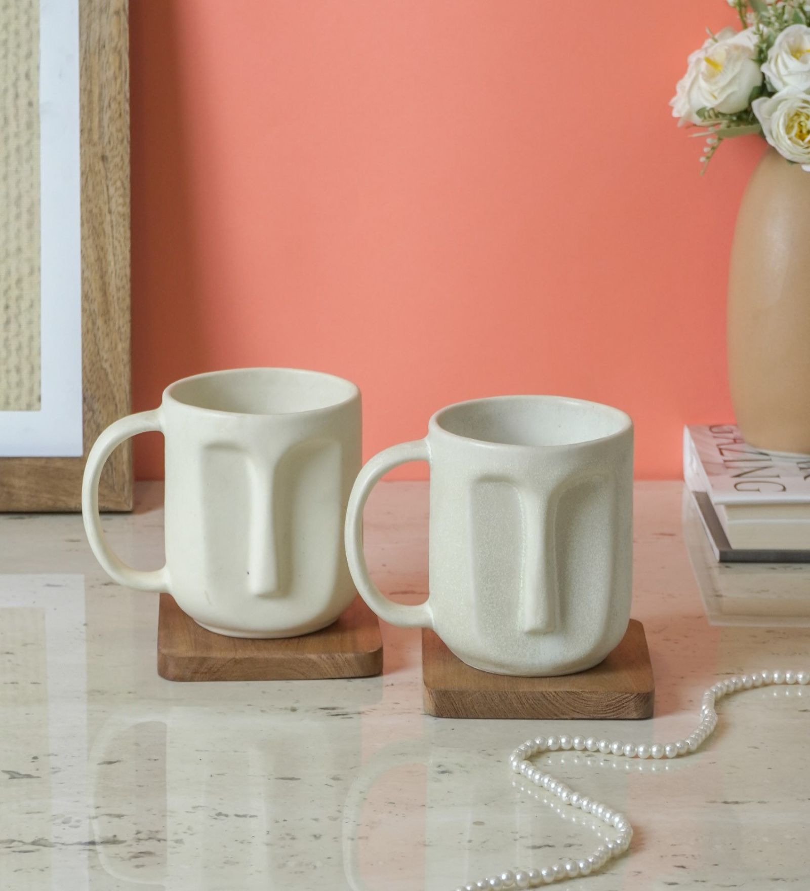 Buy White Face Ceramic 300 ml (Set of 2) Coffee Mug at 59% OFF by The ...