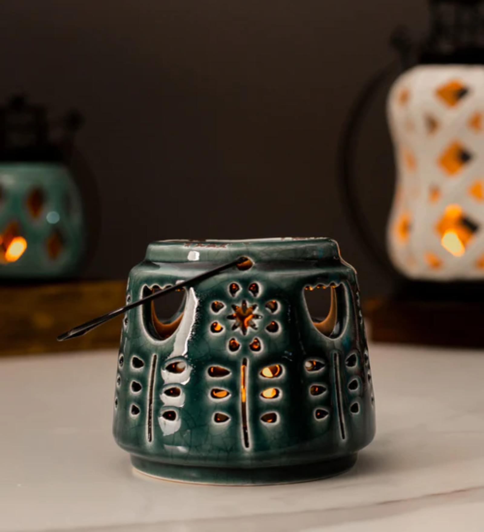 Buy Roman Green Ceramic Tea Light Holder at 25% OFF by The Decor Kart ...