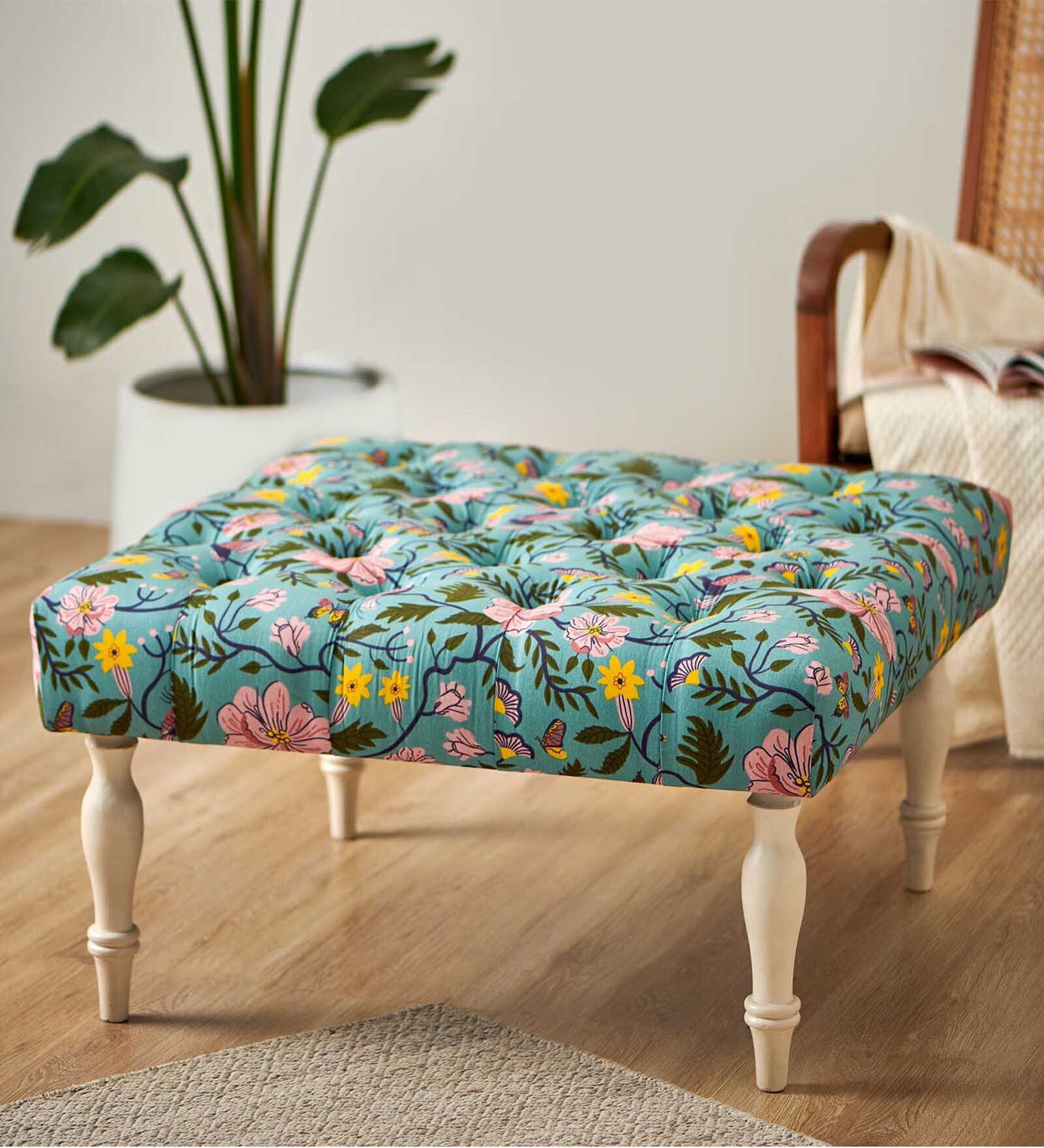 Buy The Fabric Ottoman in Tufted Spring Bloom Design Colour at 10% OFF ...