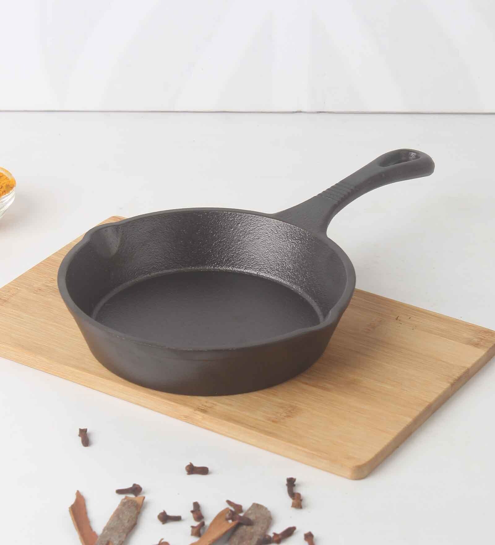 Buy Pre Seasoned Black 420 ml Cast Iron Non - Stick Fry Pan With Handle ...