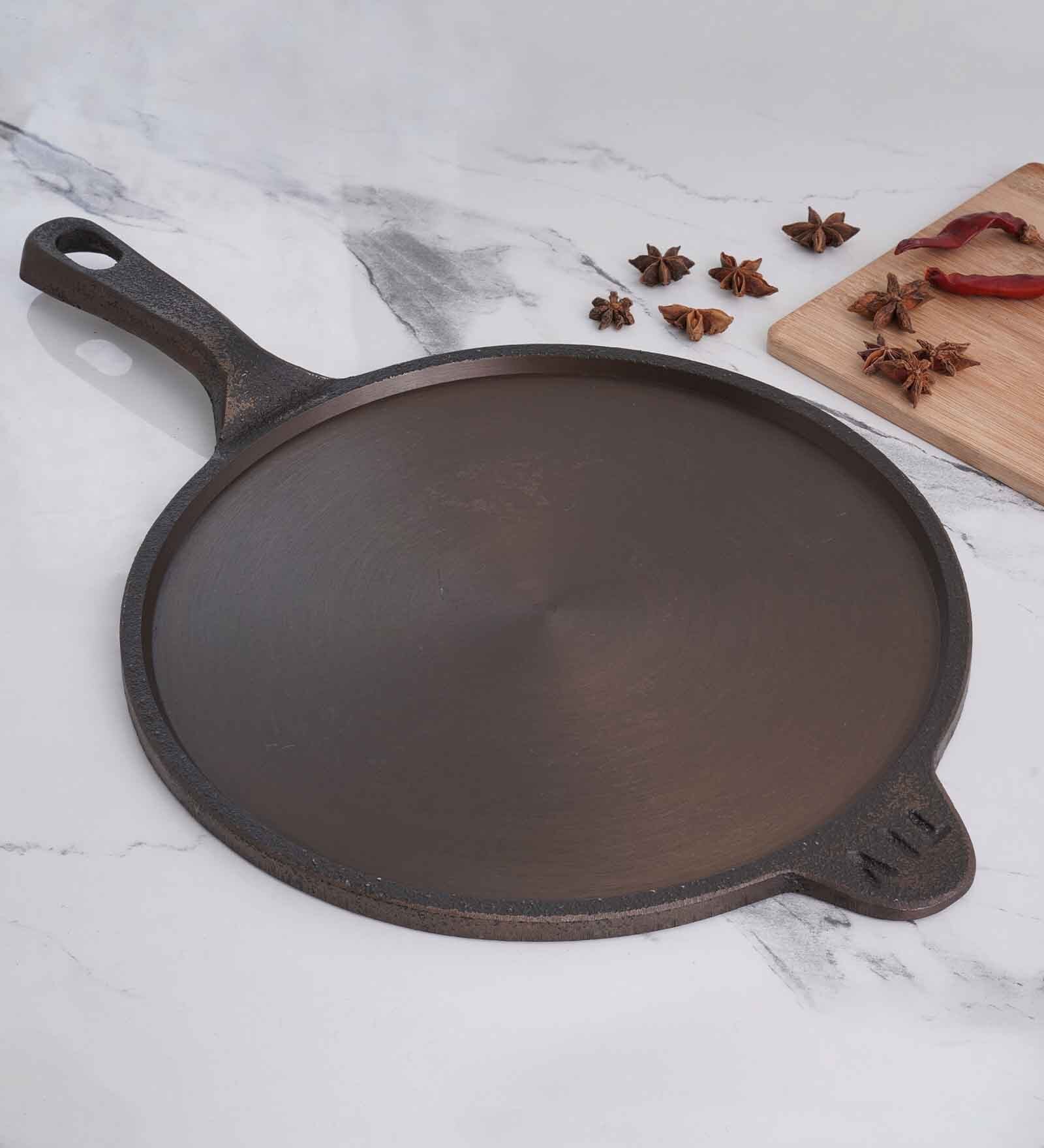 Buy Pre Seasoned Black 25 cm Cast Iron Dosa Tawa With Handle at 41% OFF ...