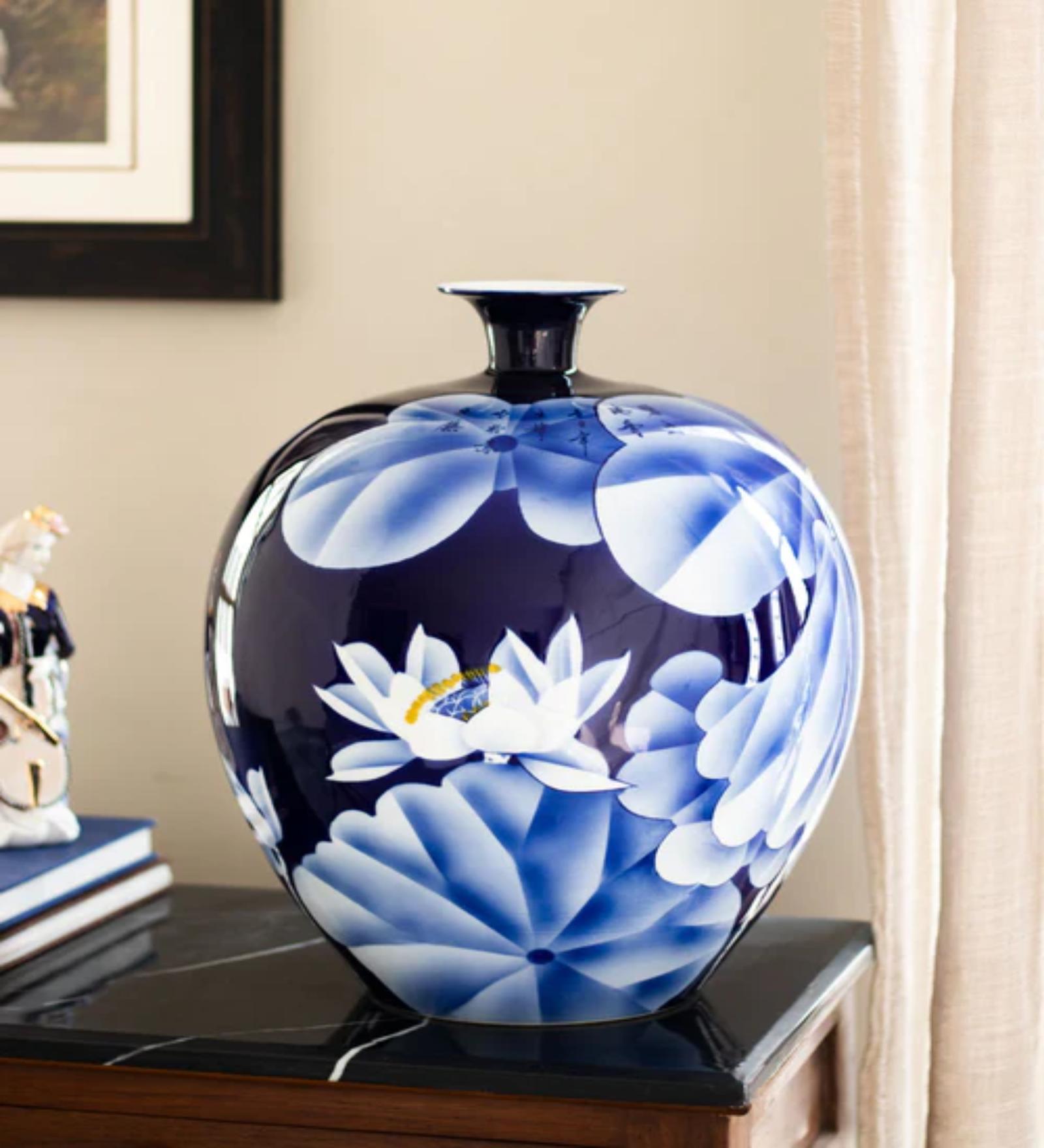 Buy The Lotus Blue & White Ceramic Vase at 25% OFF by The Decor Kart ...