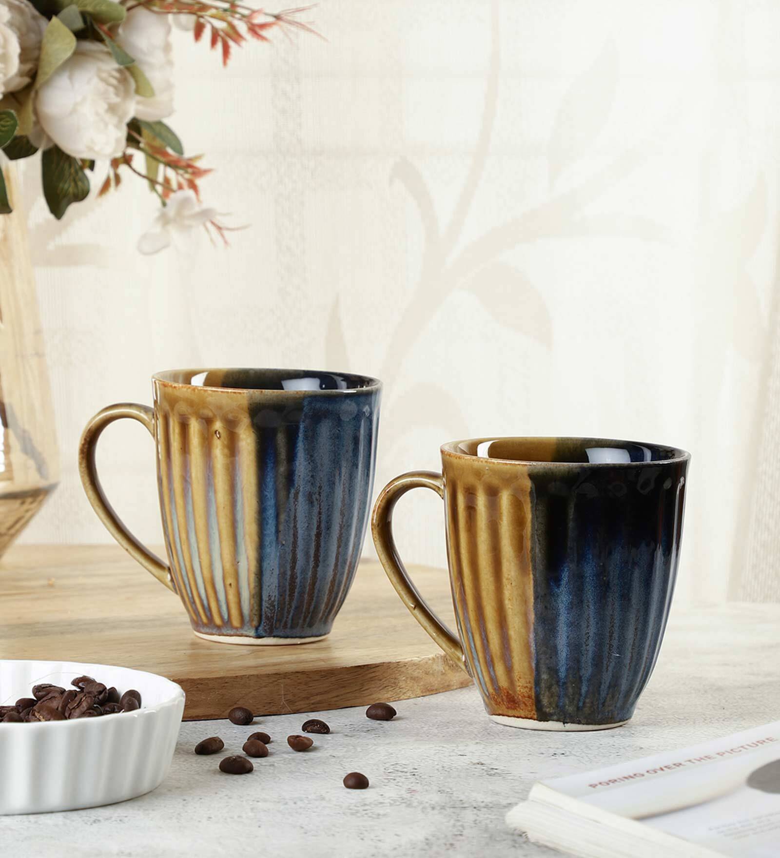 Buy Shot 250ml Mustard & Brown Ceramic (Set of 2) Coffee Mug at 31% OFF ...