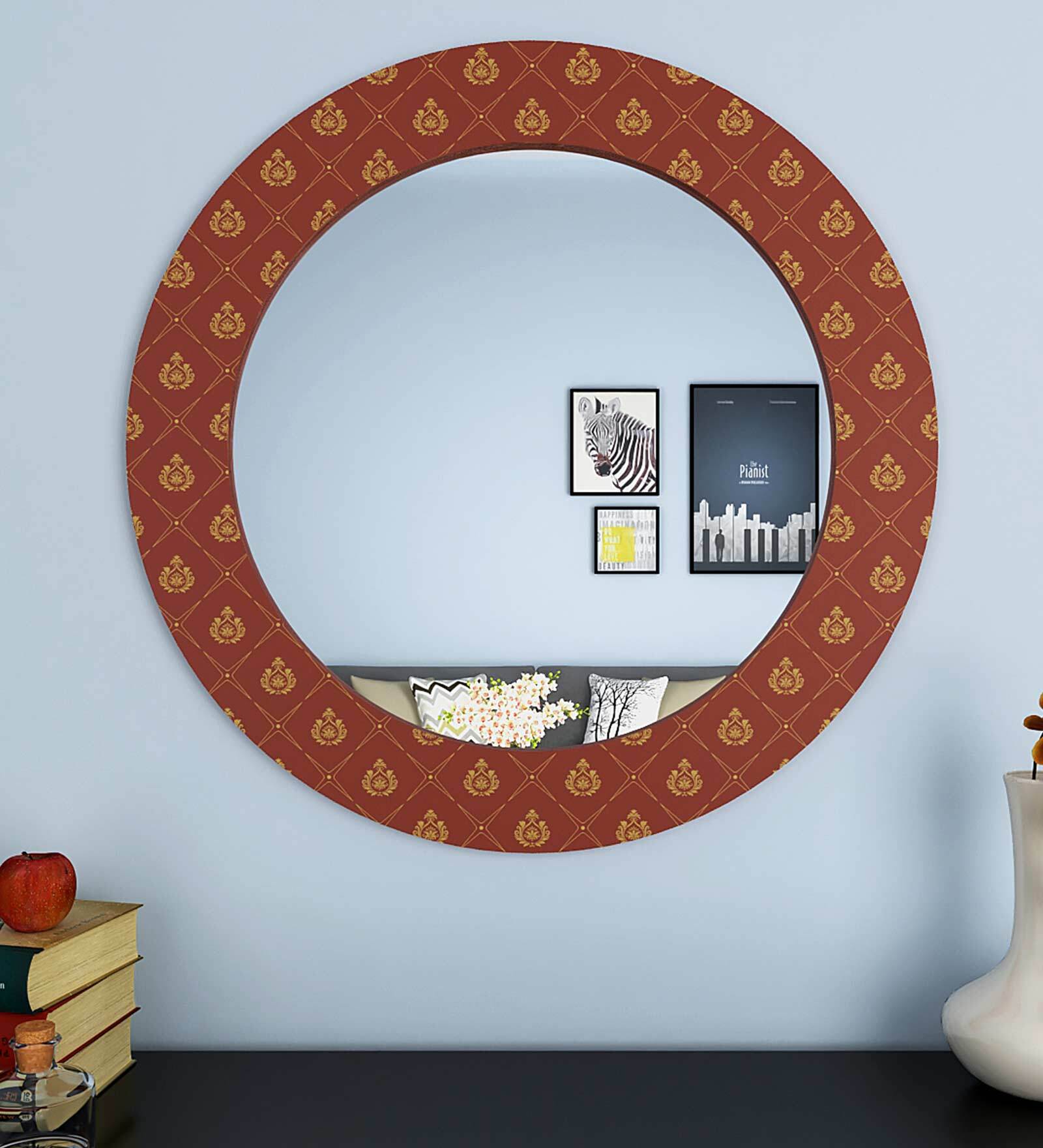 Buy The Red Motif Round Printed Wall Mirror By WallMantra at 24% OFF by ...