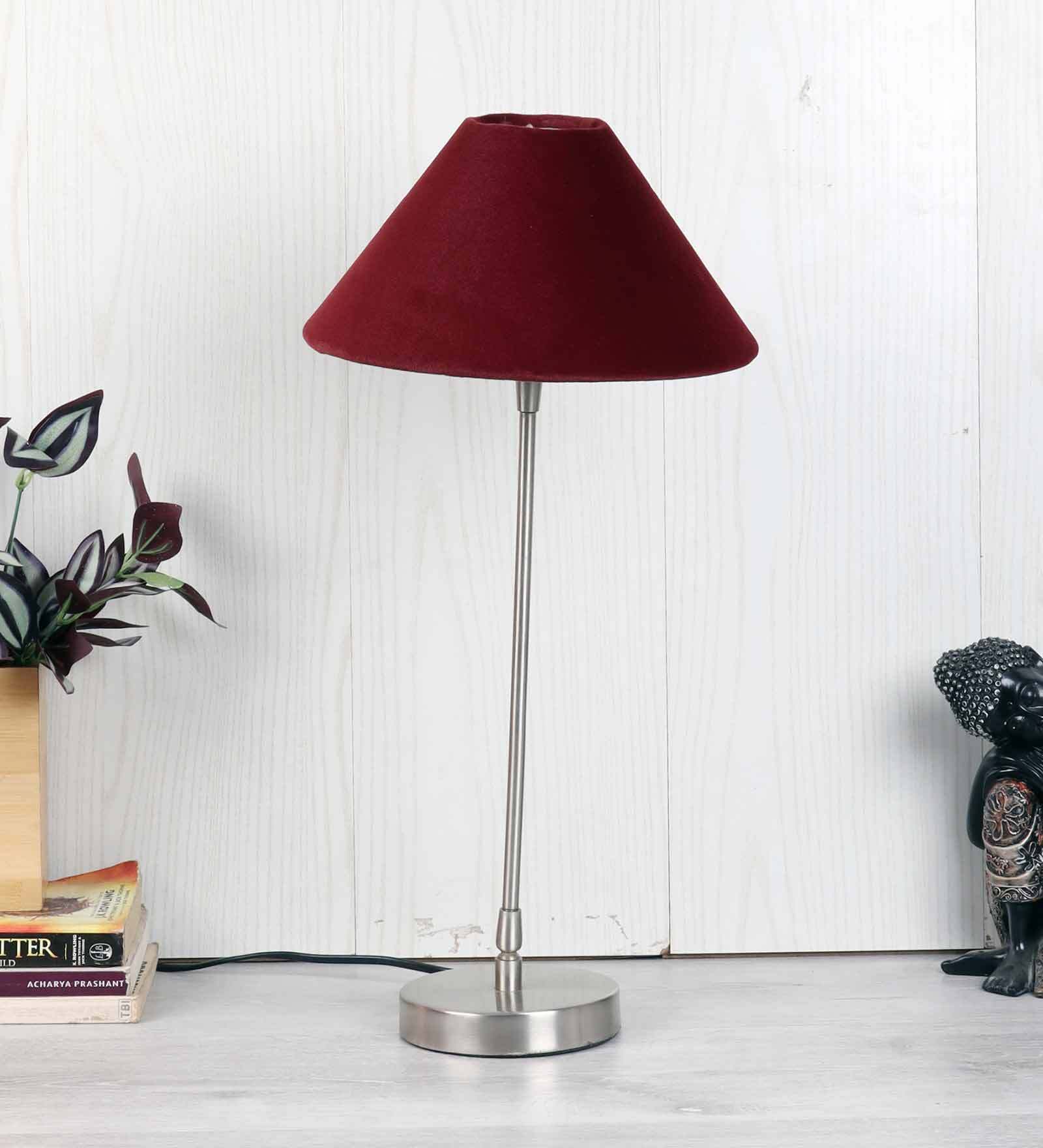 Buy The Small Silver Mj Lamp With Red Velvet Shade By D Cor De Maison ...