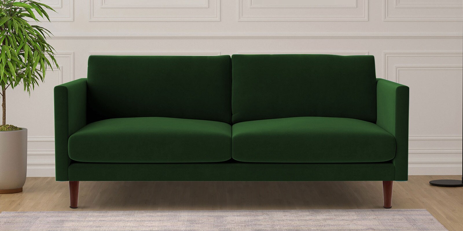 Buy Throli Velvet 2 Seater Sofa in Green Colour at 45% OFF by Casacraft ...