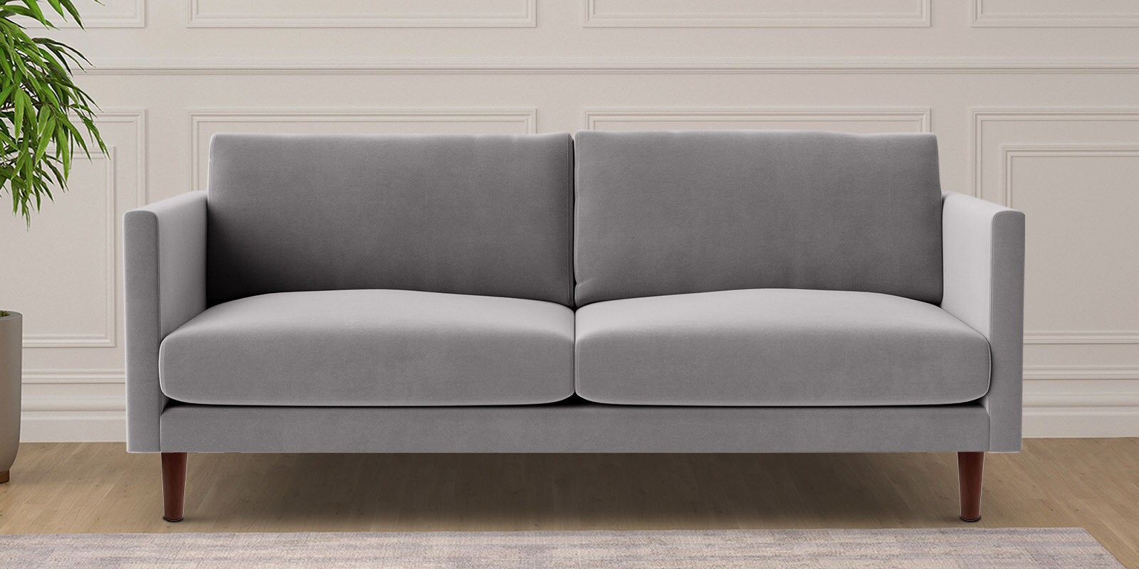 Buy Throli Velvet 2 Seater Sofa in Grey Colour at 45% OFF by Casacraft ...