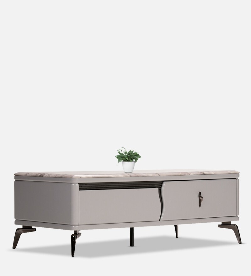 Buy Thompson Coffee Table in Grey Colour with Marble Top Online ...