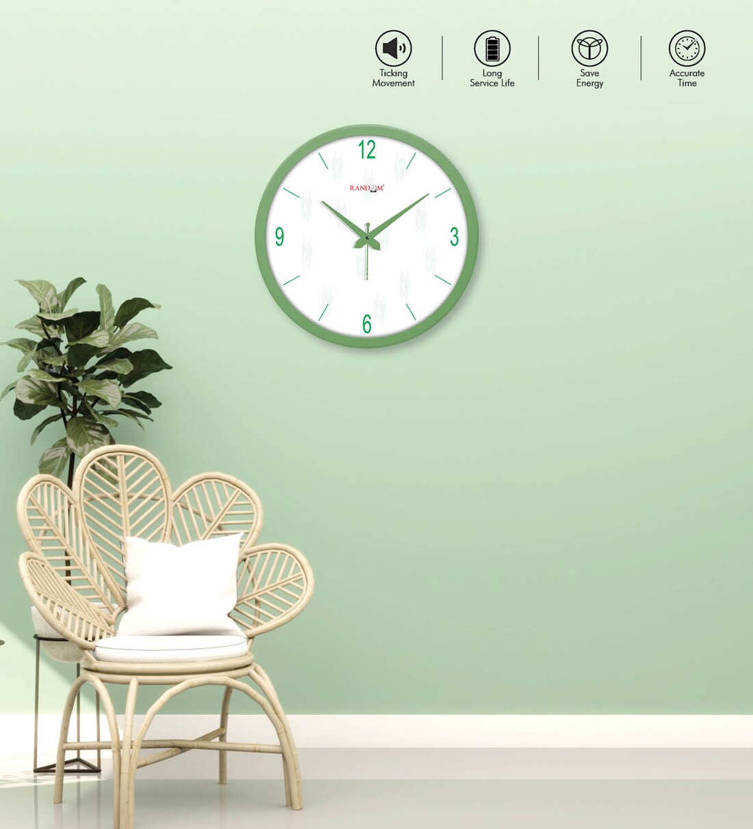 Buy Tic Toc Green & White Plastic Wall Clock at 4% OFF by Random | Pepperfry