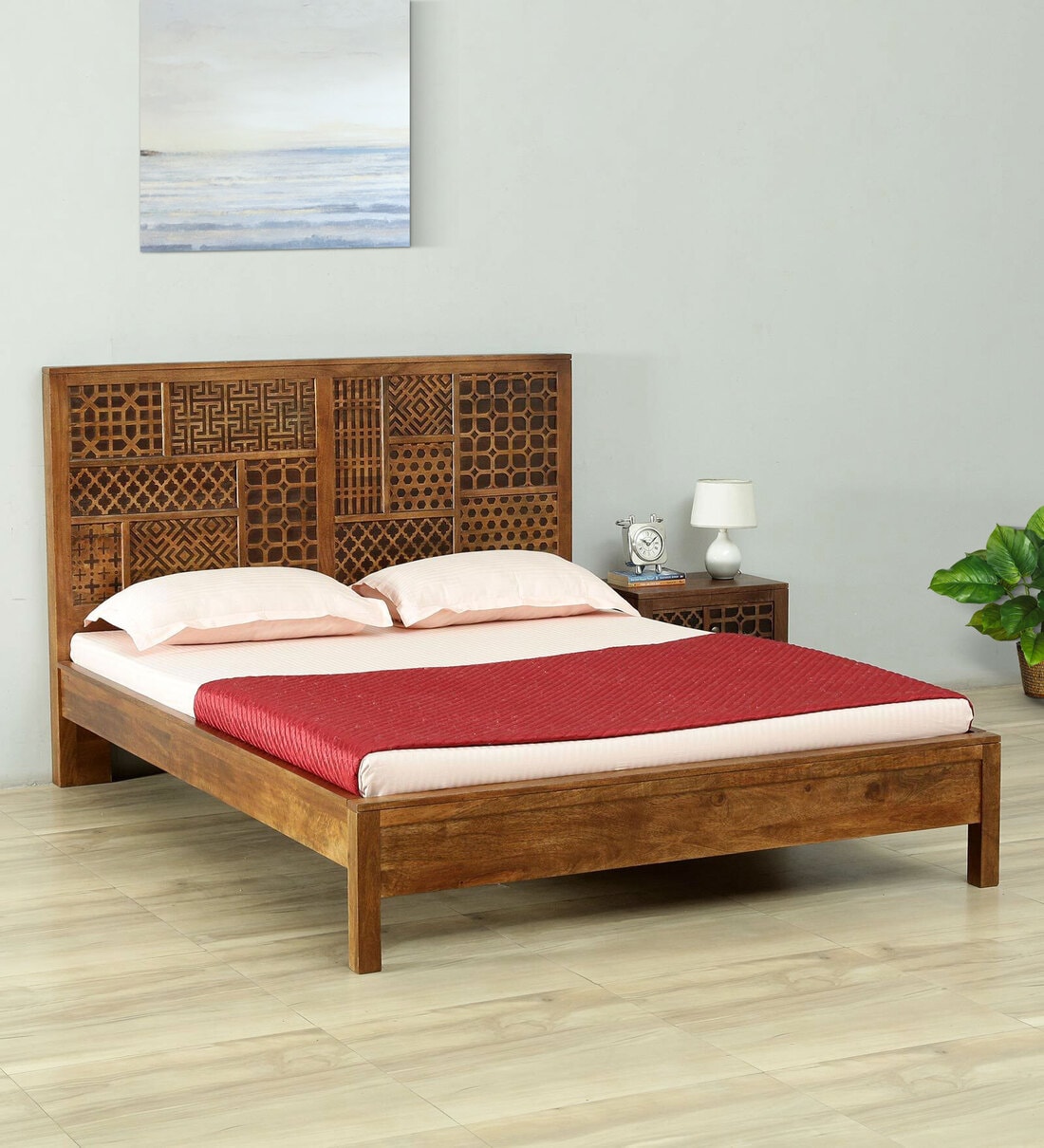 Buy Tishya Solid Wood King Size Bed In Provincial Teak Finish at 5% OFF ...