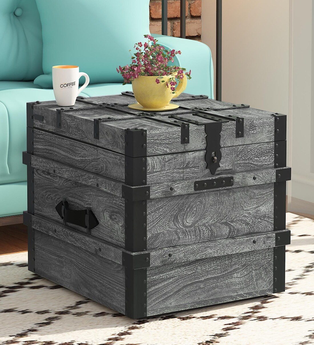 Buy Titan Solid Wood Trunk in Grey Finish at 10% OFF by Bohemiana from ...