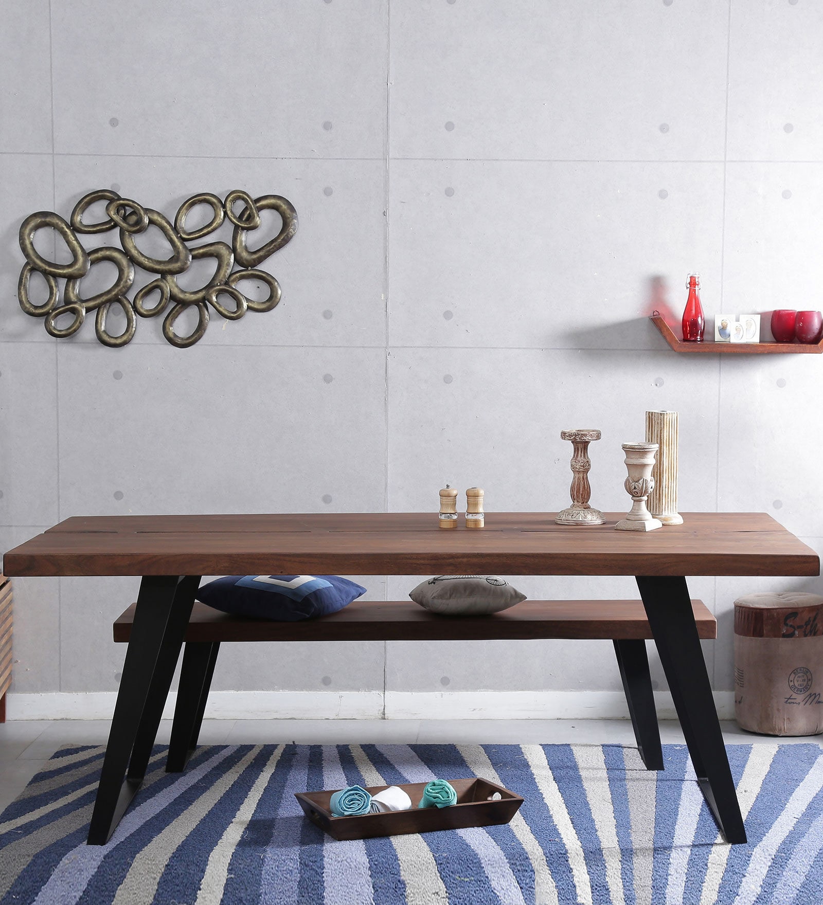 Buy Tiber Solid Wood Six Seater Dining Table in Premium Acacia Finish ...