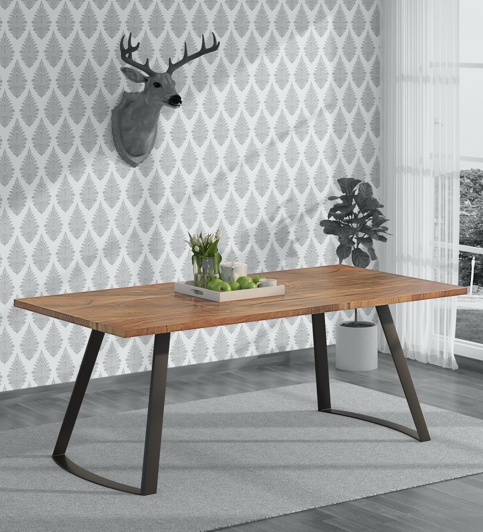 Buy Tiber Solid Wood 6 Seater Dining Table in Natural Acacia Finish at ...