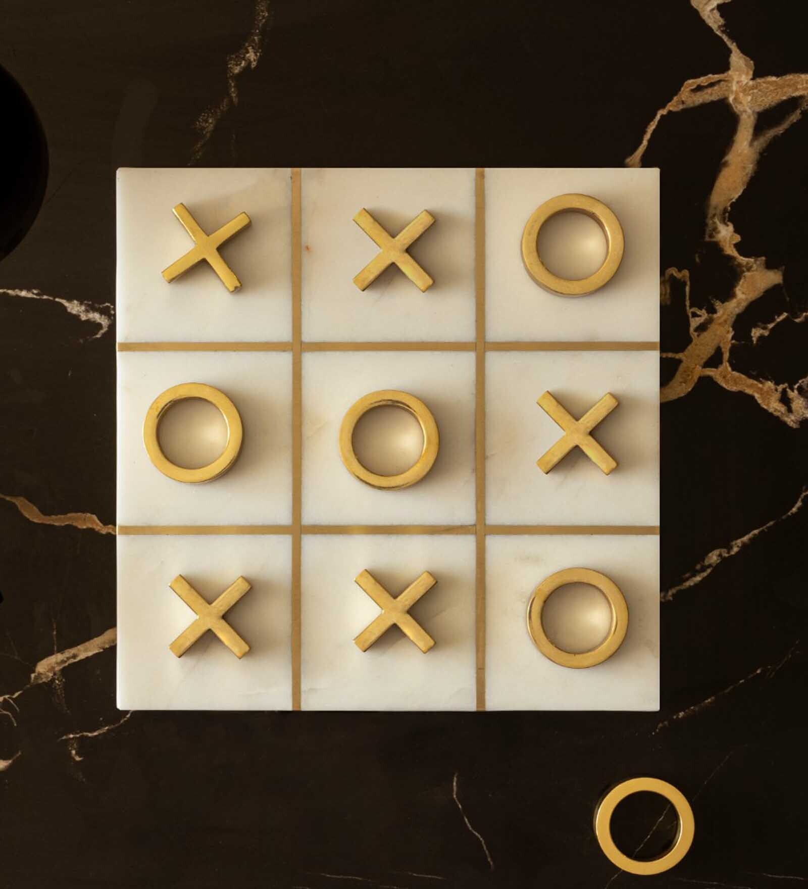 Buy Tic Tac Toe Claude Marble & Brass Table Game Set at 9% OFF by Marbleous | Pepperfry