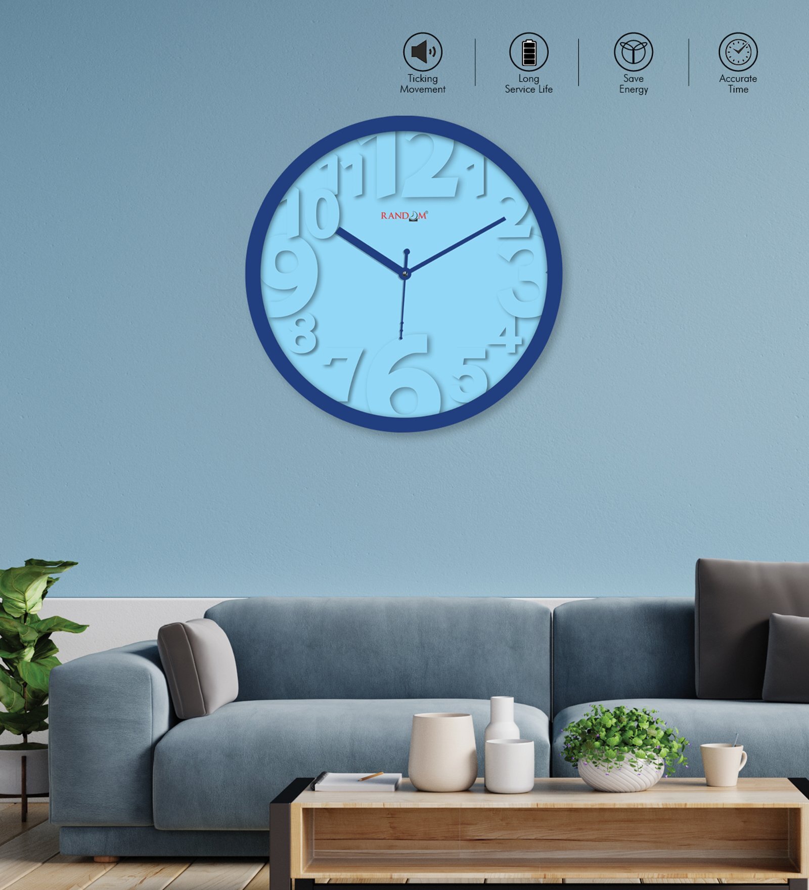 Buy Tic Toc Blue Plastic Wall Clock at 12% OFF by Random | Pepperfry