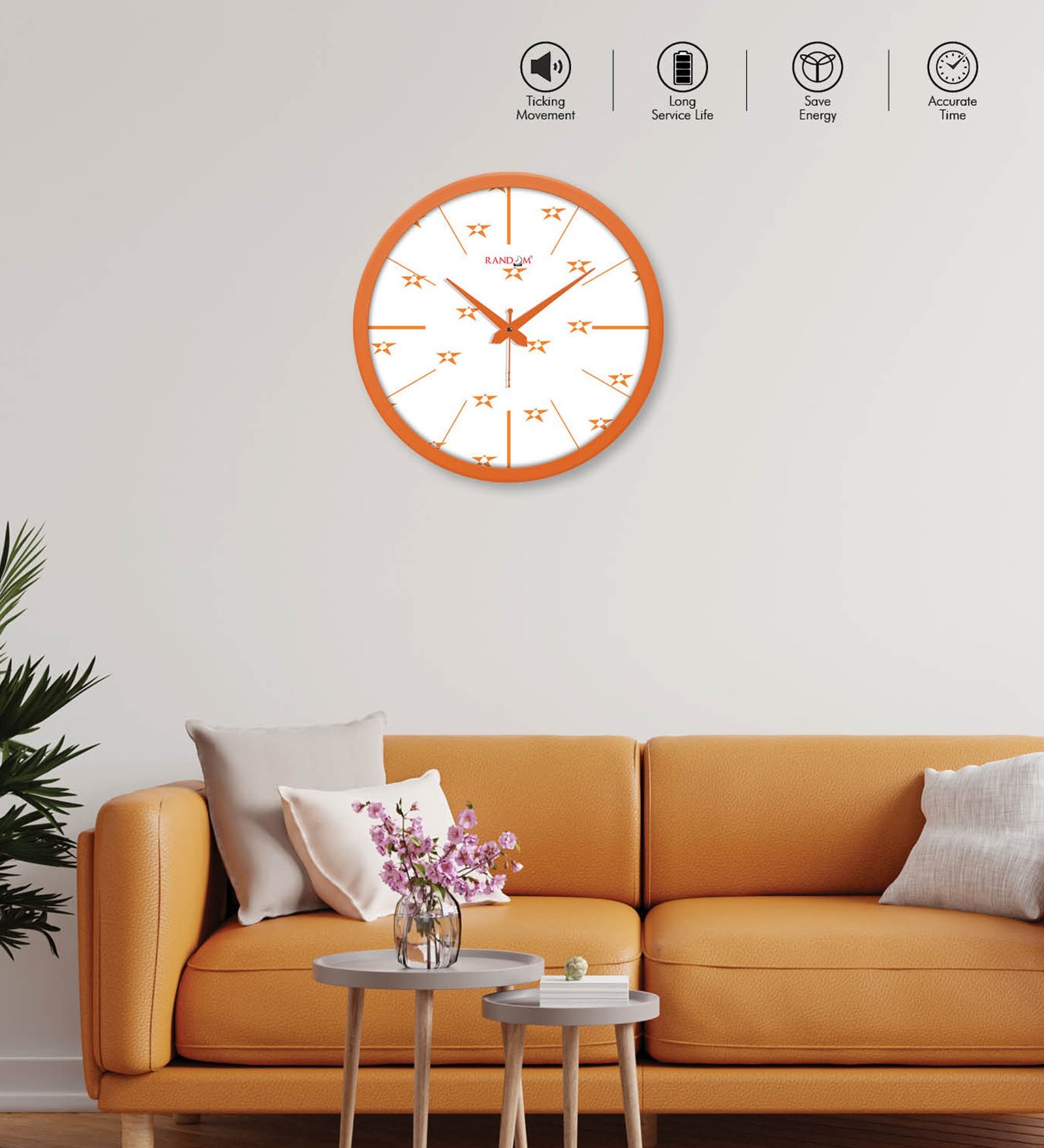 Buy Tic Toc Orange & White Plastic Wall Clock at 22% OFF by Random | Pepperfry