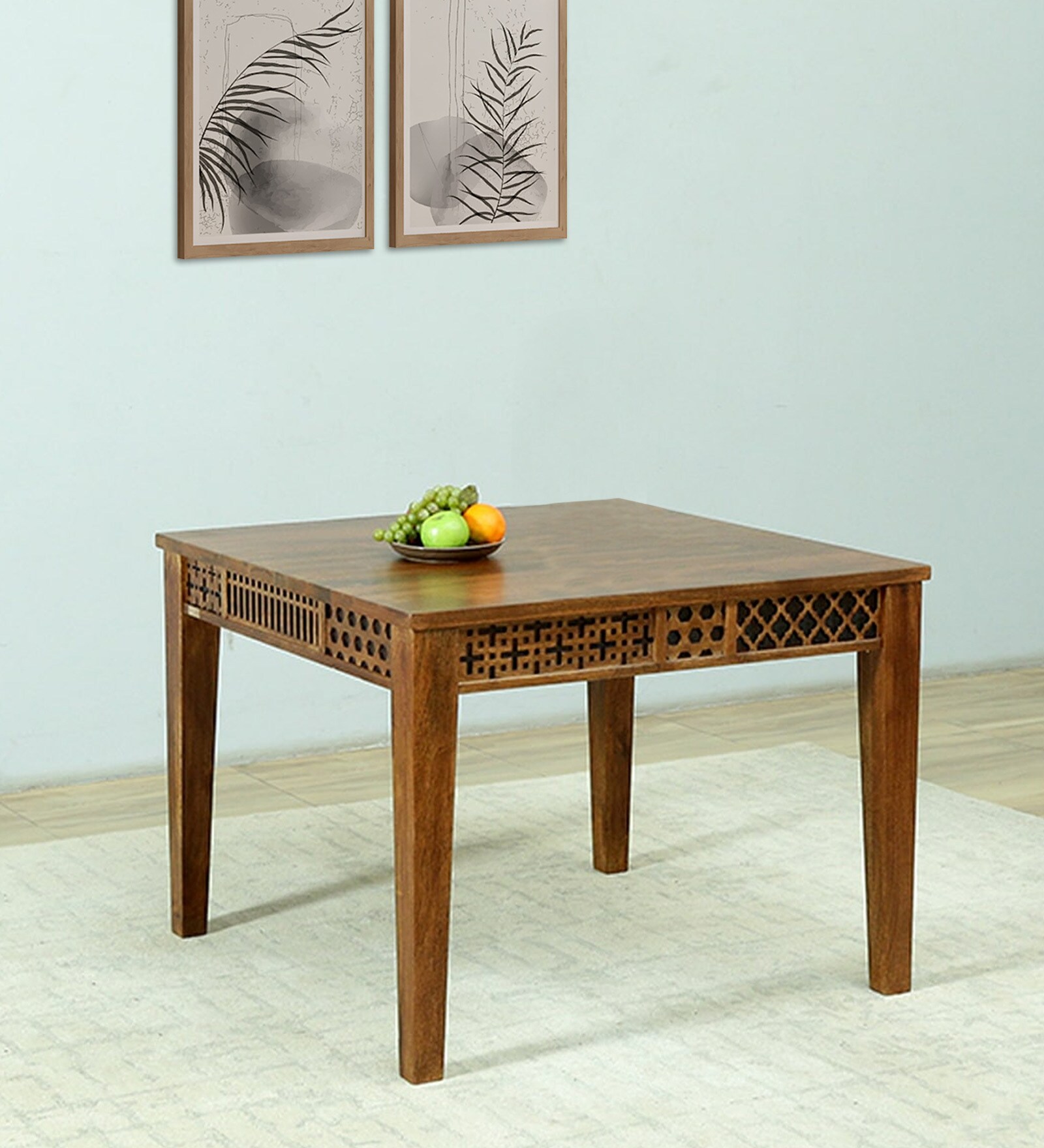 Buy Tishya Solid Wood 4 Seater Dining Table In Provincial Teak Finish ...