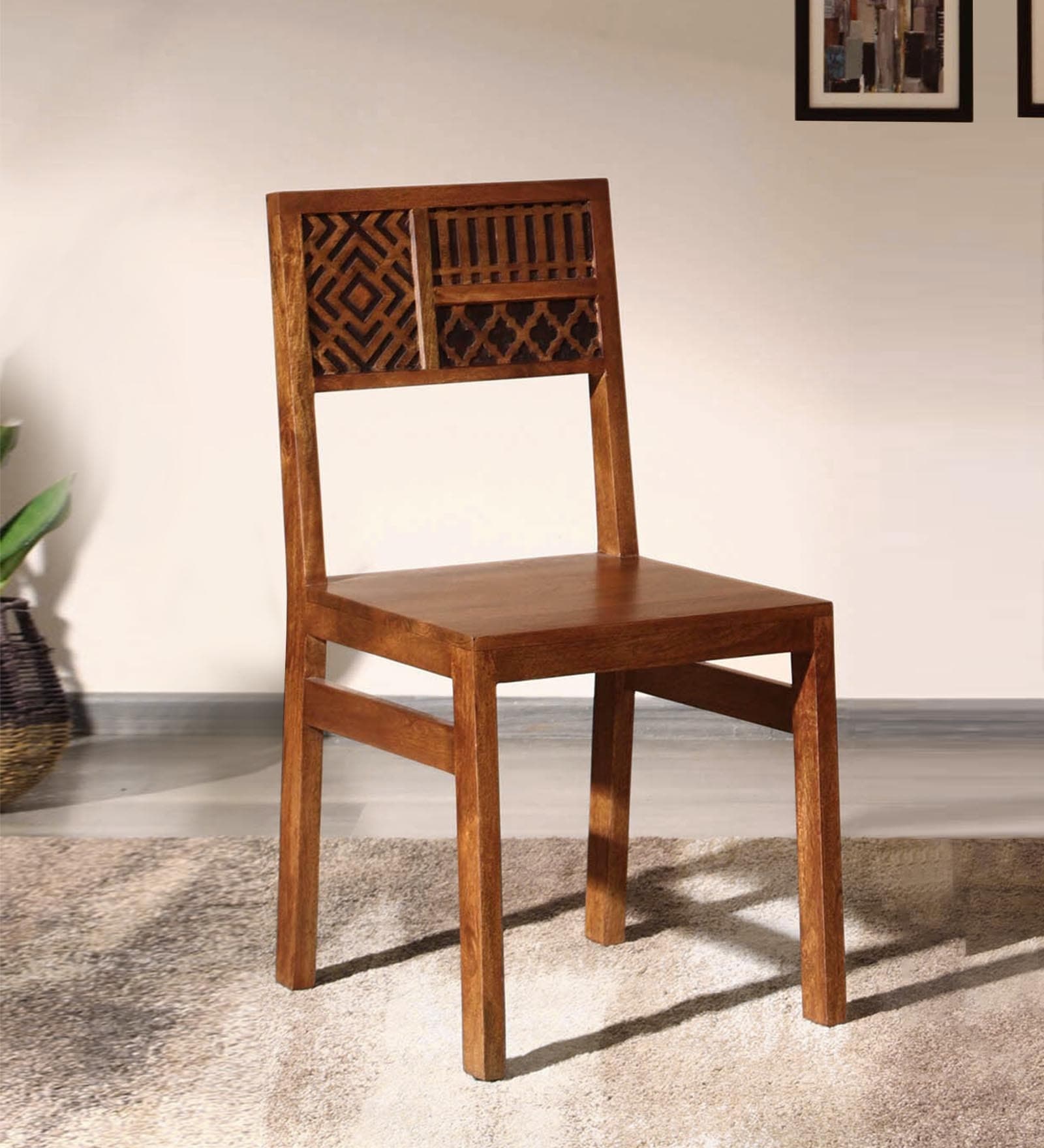 Buy Tishya Solid Wood Dining Chair In Provincial Teak Finish (Set Of 2 ...