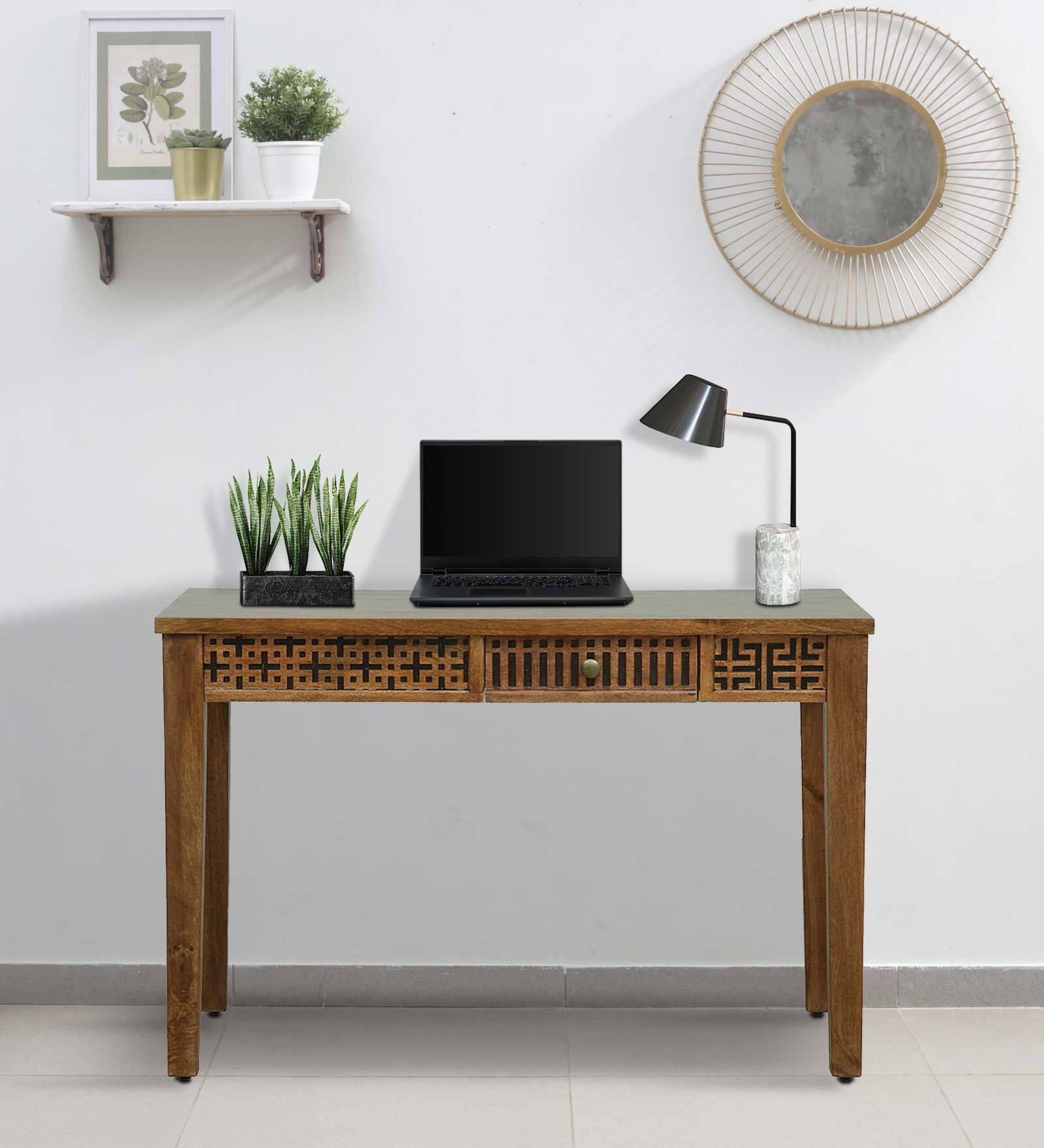 Buy Tishya Solid Wood Writing Table In Provincial Teak Finish at 9% OFF ...