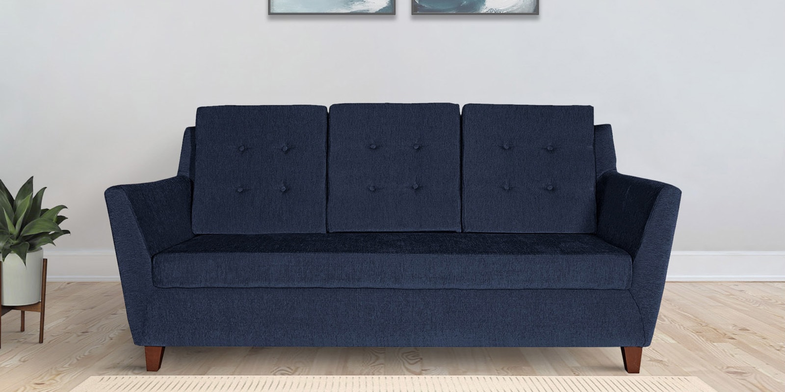 Buy Tivoli Fabric 3 Seater Sofa In Navy Blue Colour at 56% OFF by ...