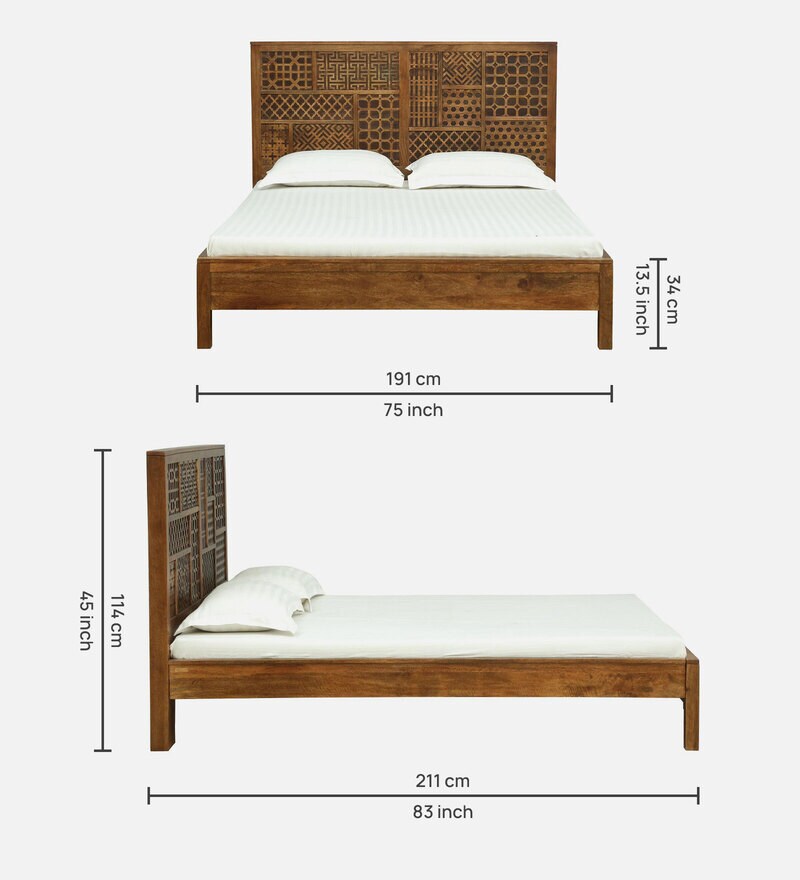 Buy Tishya Solid Wood King Size Bed In Provincial Teak Finish By ...