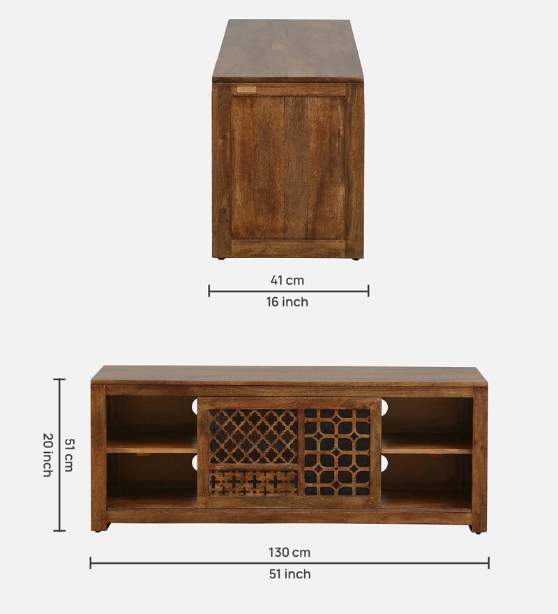 Buy Tishya Solid Wood TV Console in Provincial Teak Finish for TVs up ...