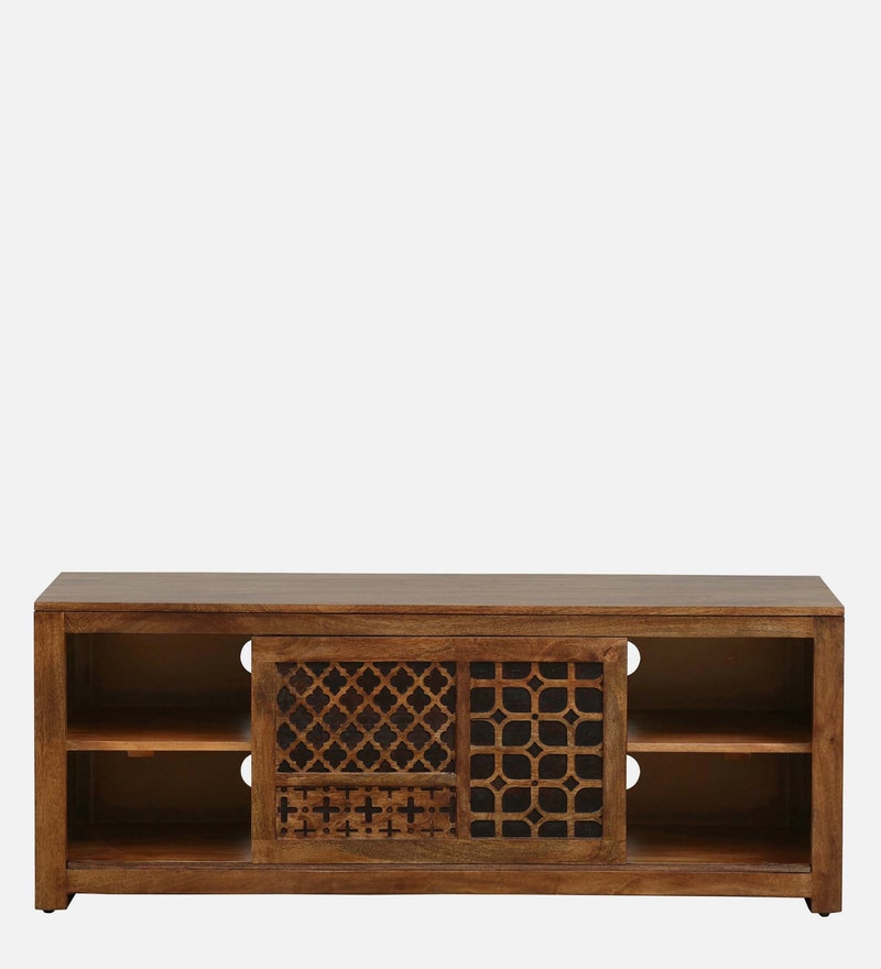 Buy Tishya Solid Wood TV Console in Provincial Teak Finish for TVs up ...