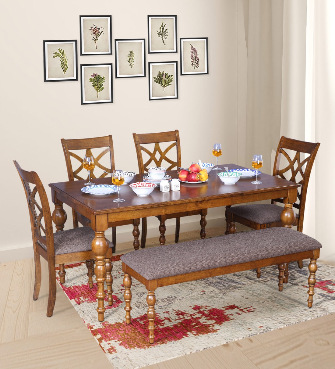 Buy Tobago Solid Wood 6 Seater Dining Table in Brown Finish at 25% OFF ...
