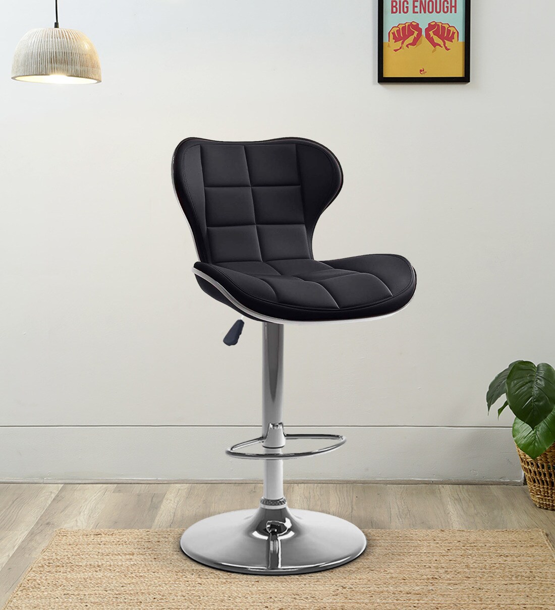 Buy Tokyo Leatherette Bar Stool In Black Colour With Swivel at 4% OFF ...