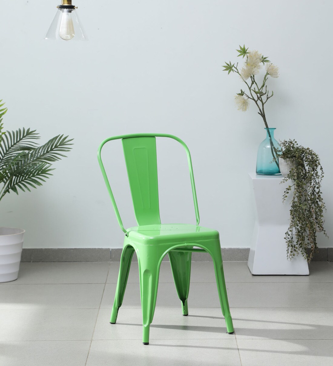 Buy Tolix Metal Cafe Chair in Green Colour by Decorative Online - Cafe ...